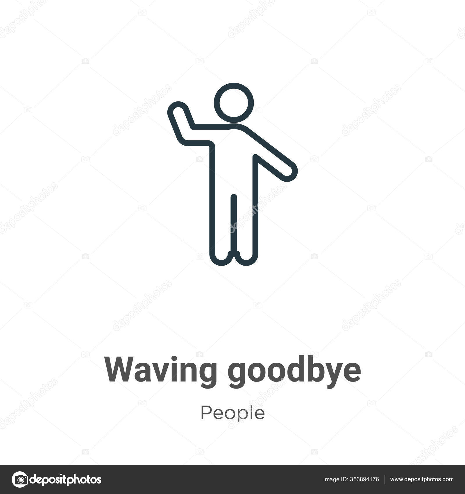 Waving Goodbye Outline Vector Icon Thin Line Black Waving Goodbye Stock ...