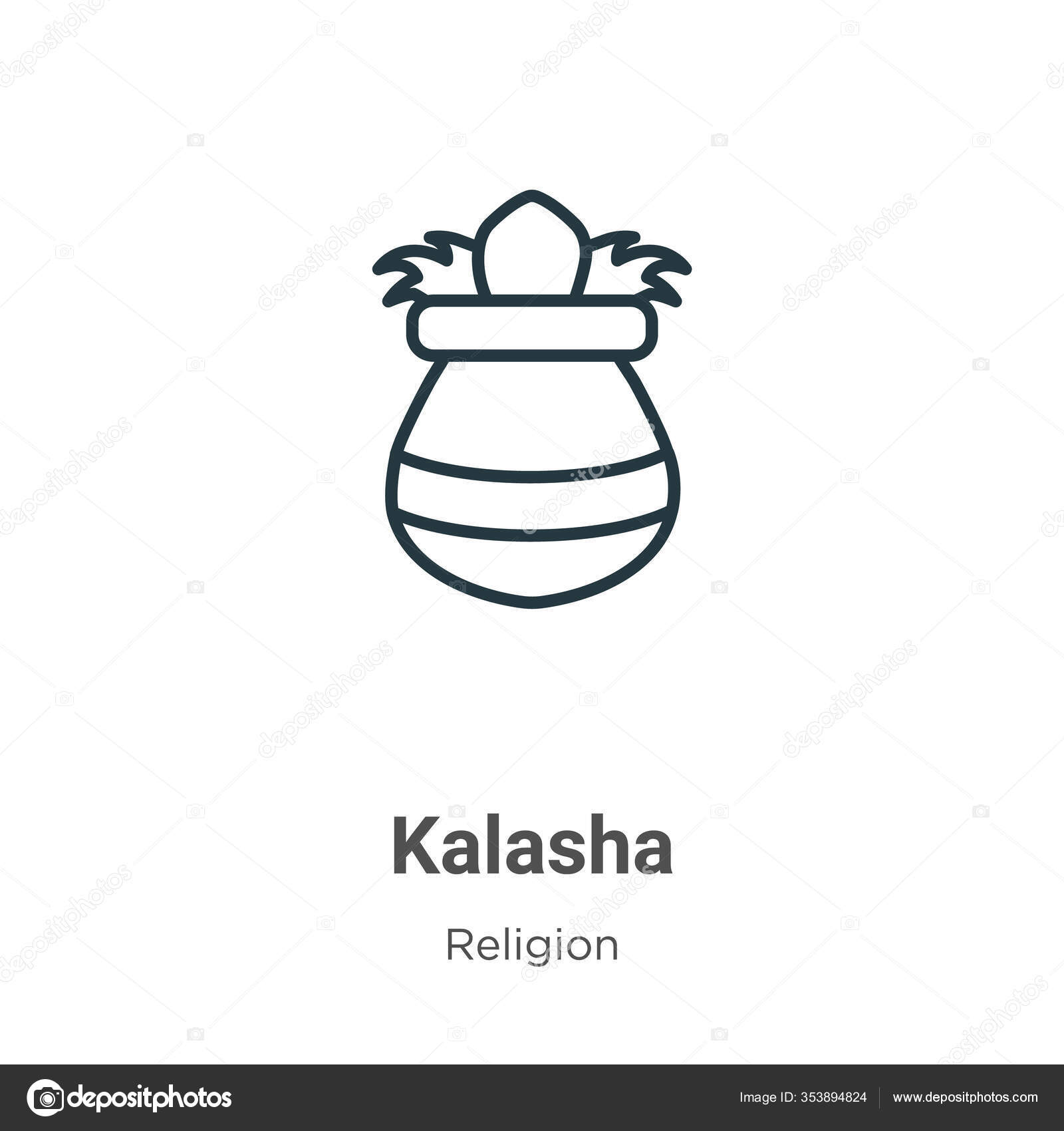 Puja Kalash Line Art