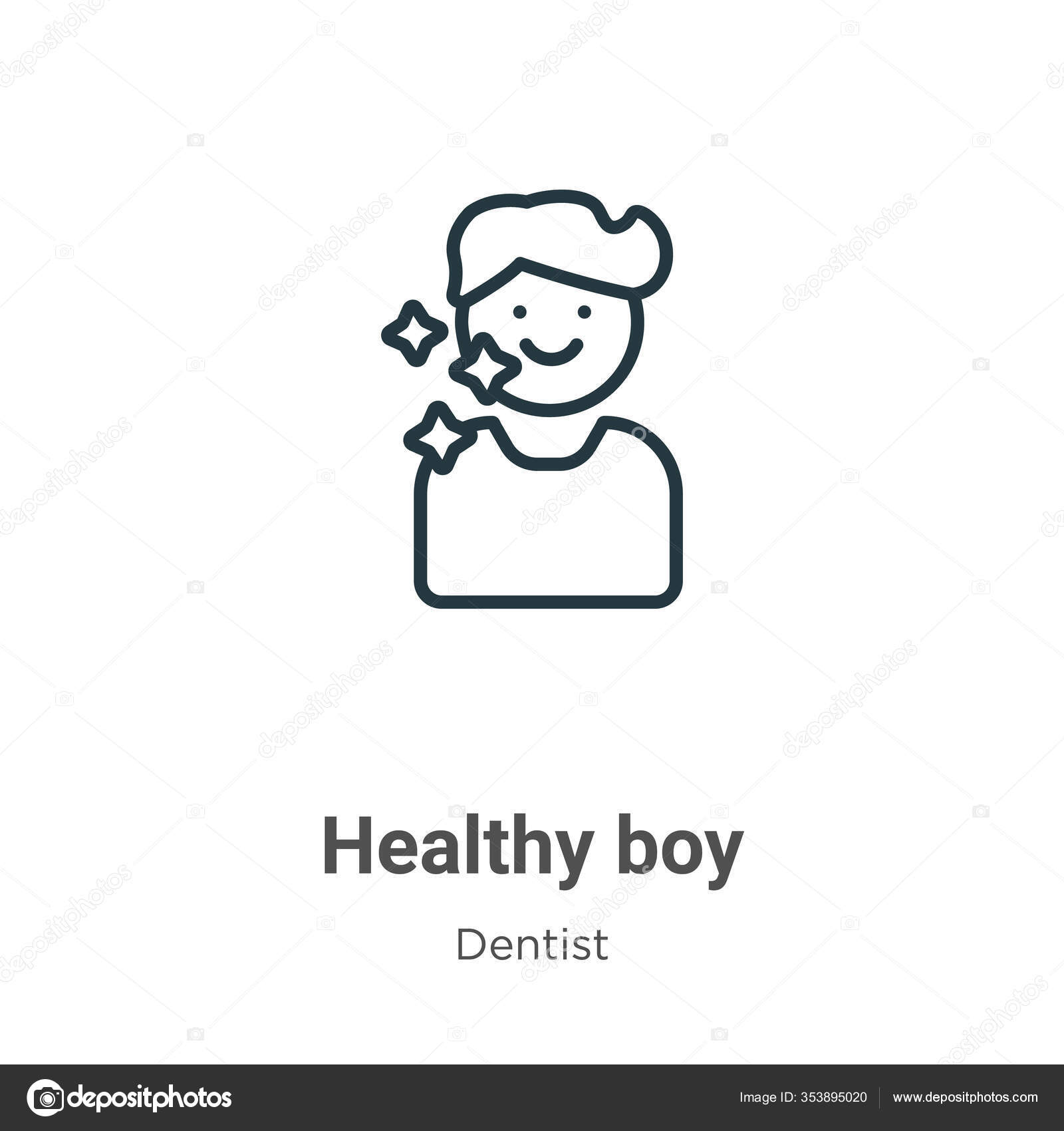 Healthy Boy Outline Vector Icon Thin Line Black Healthy Boy Stock ...