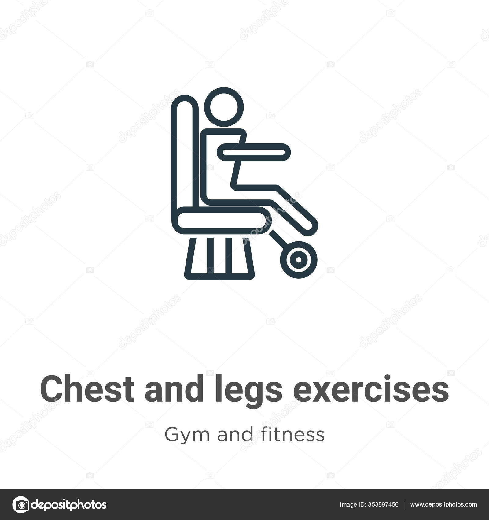 Chest Legs Exercises Outline Vector Icon Thin Line Black Chest Stock ...