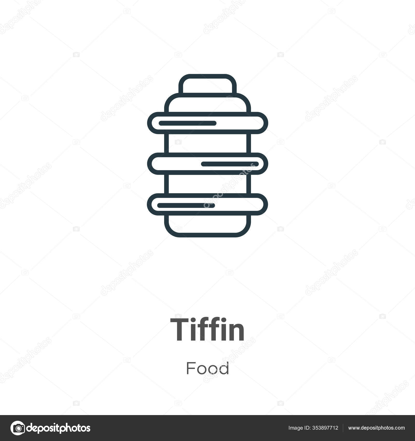Tiffin Outline Vector Icon Thin Line Black Tiffin Icon Flat Stock ...