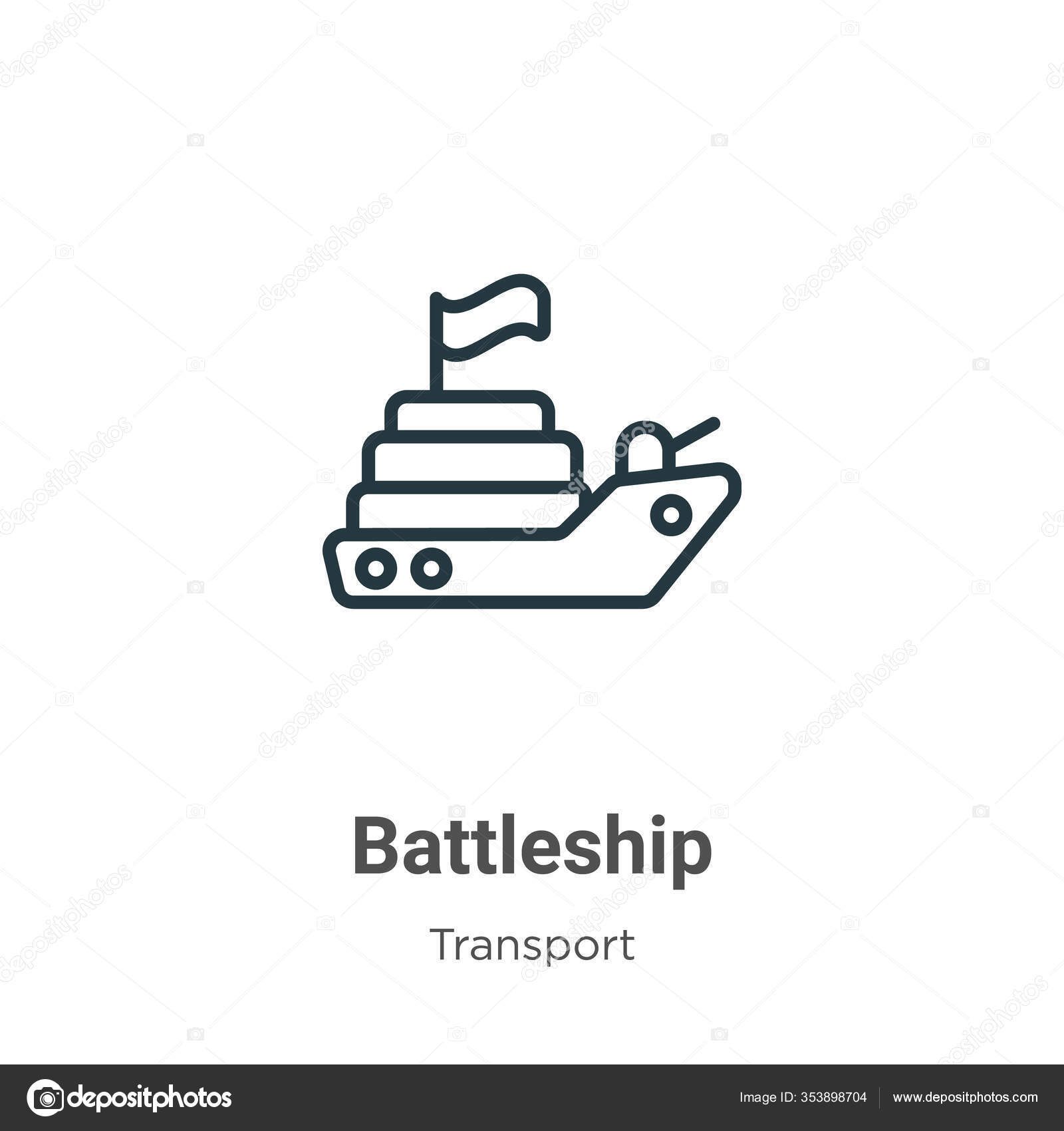 Battleship Outline Vector Icon Thin Line Black Battleship Icon Flat Stock Vector Image by ...
