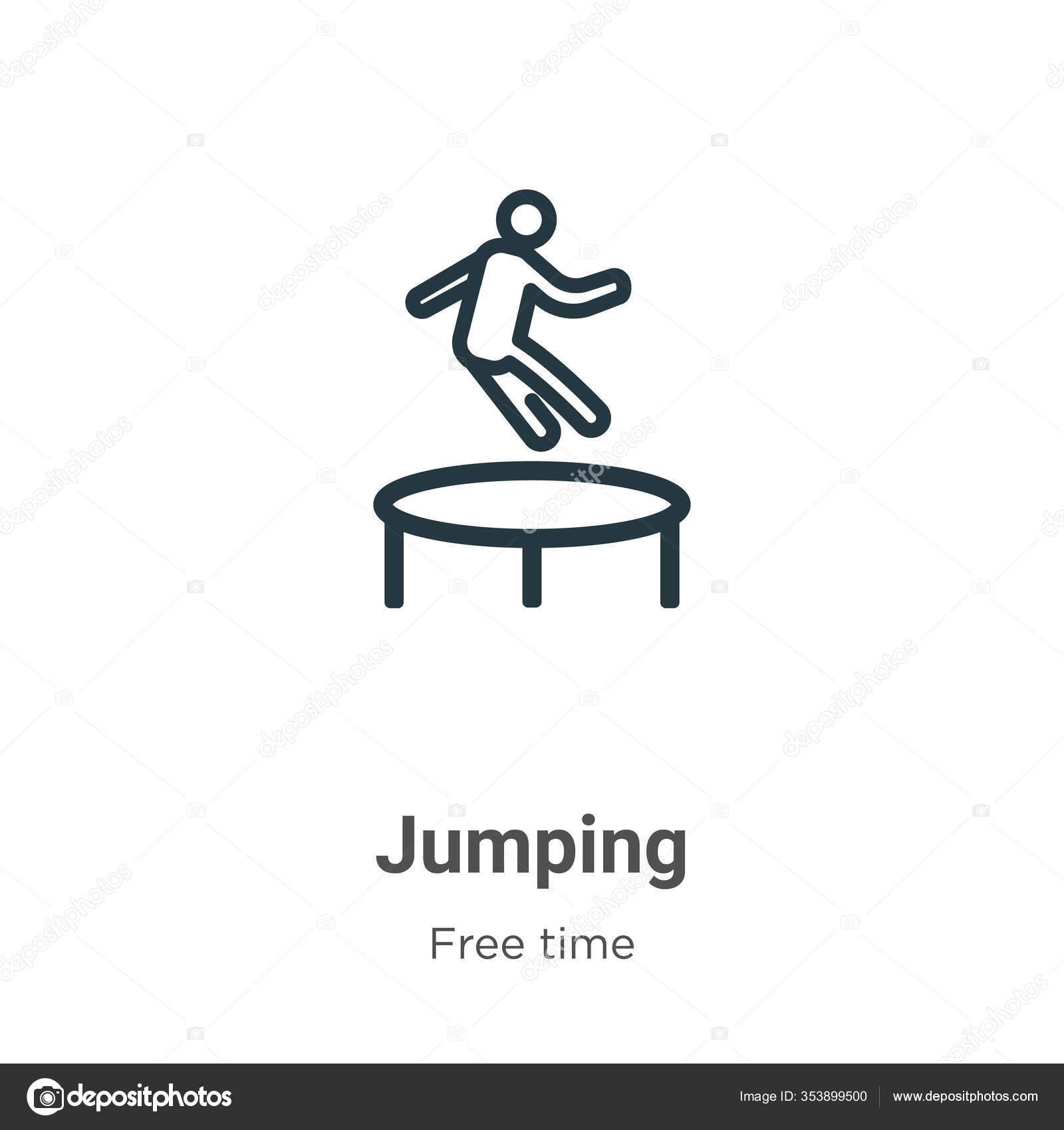 Jumping Outline Vector Icon Thin Line Black Jumping Icon Flat Stock ...