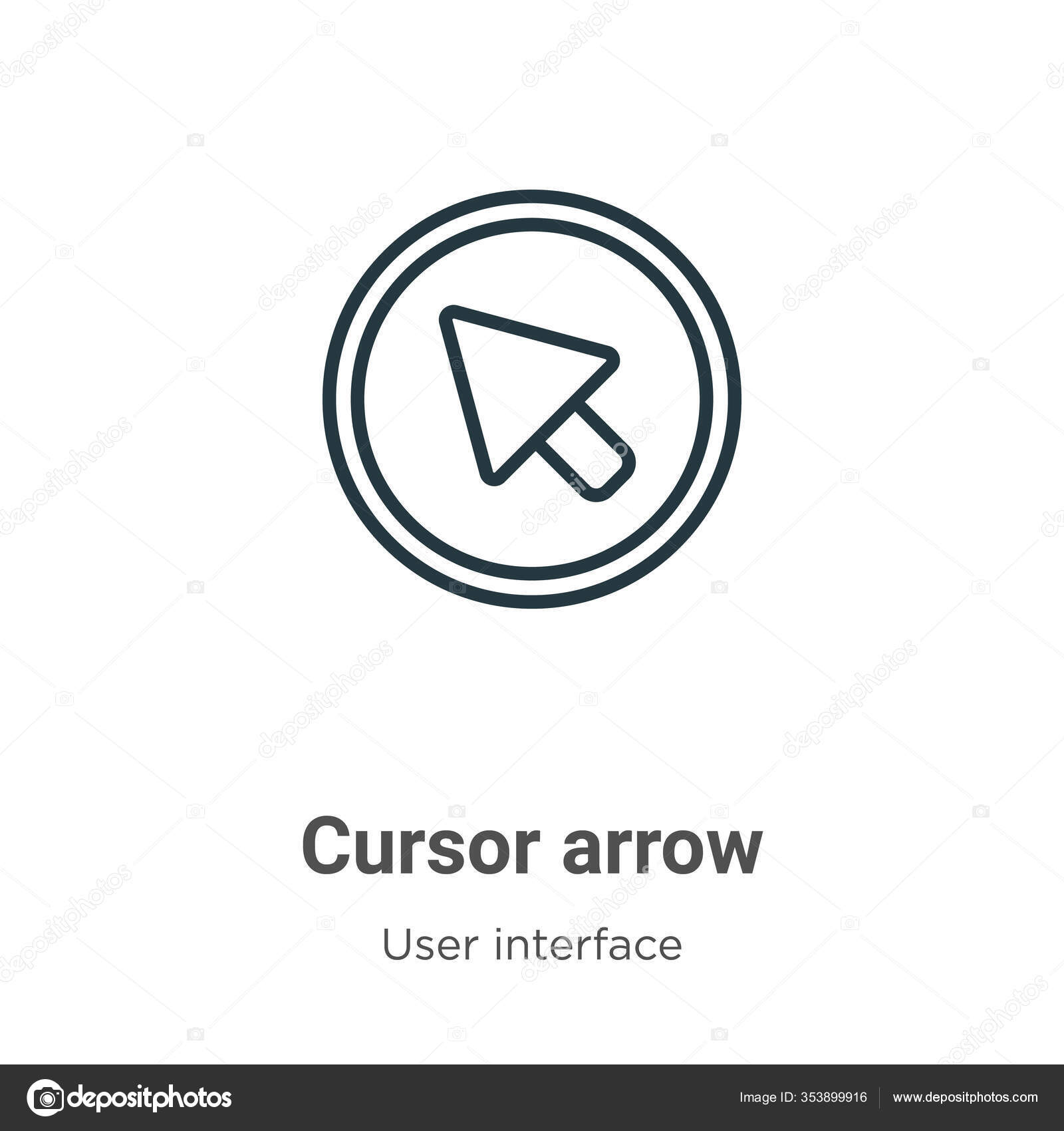 Cursor Arrow Outline Vector Icon Thin Line Black Cursor Arrow Stock ...