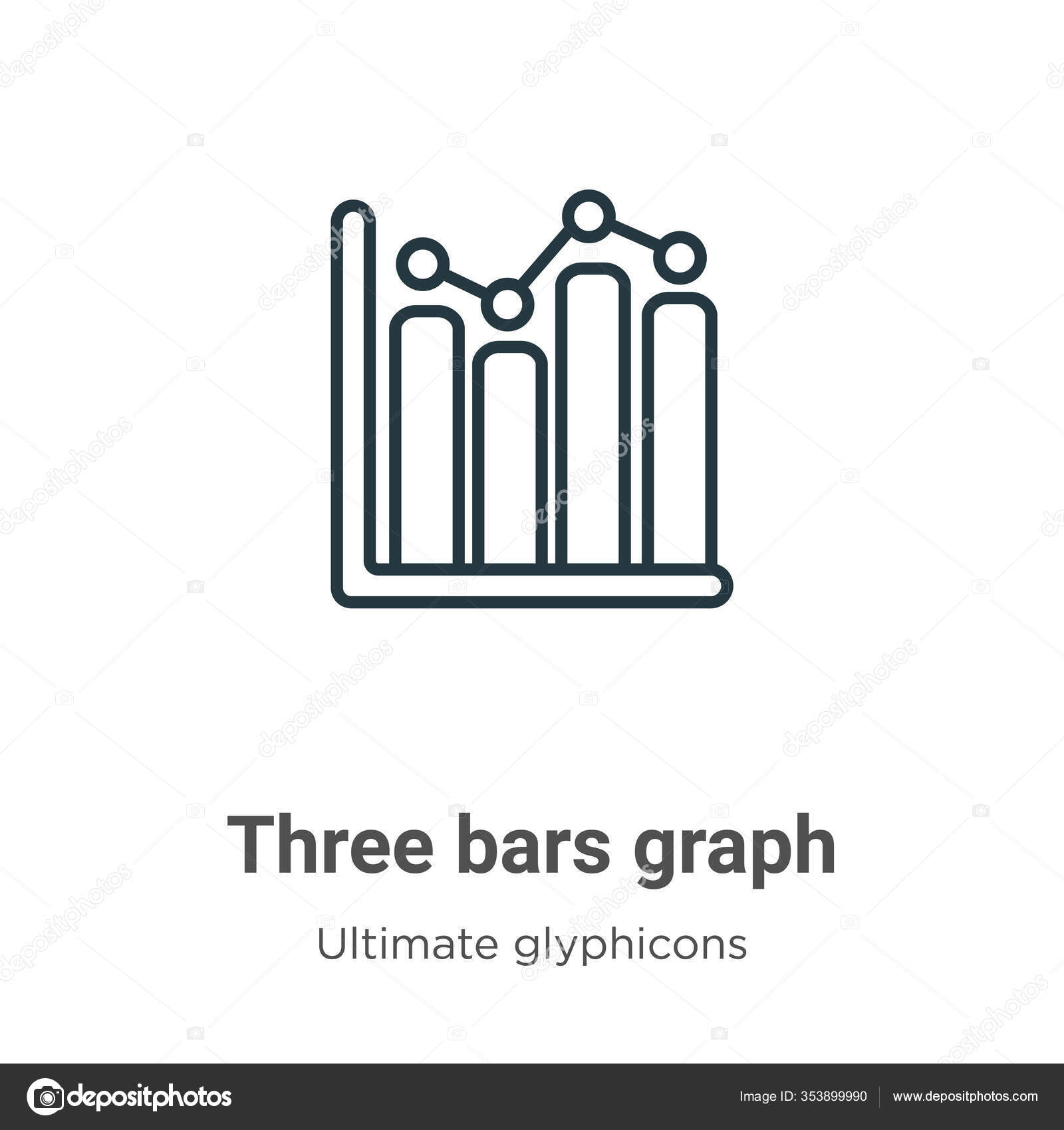 Three Bars Graph Outline Vector Icon Thin Line Black Three Stock Vector ...