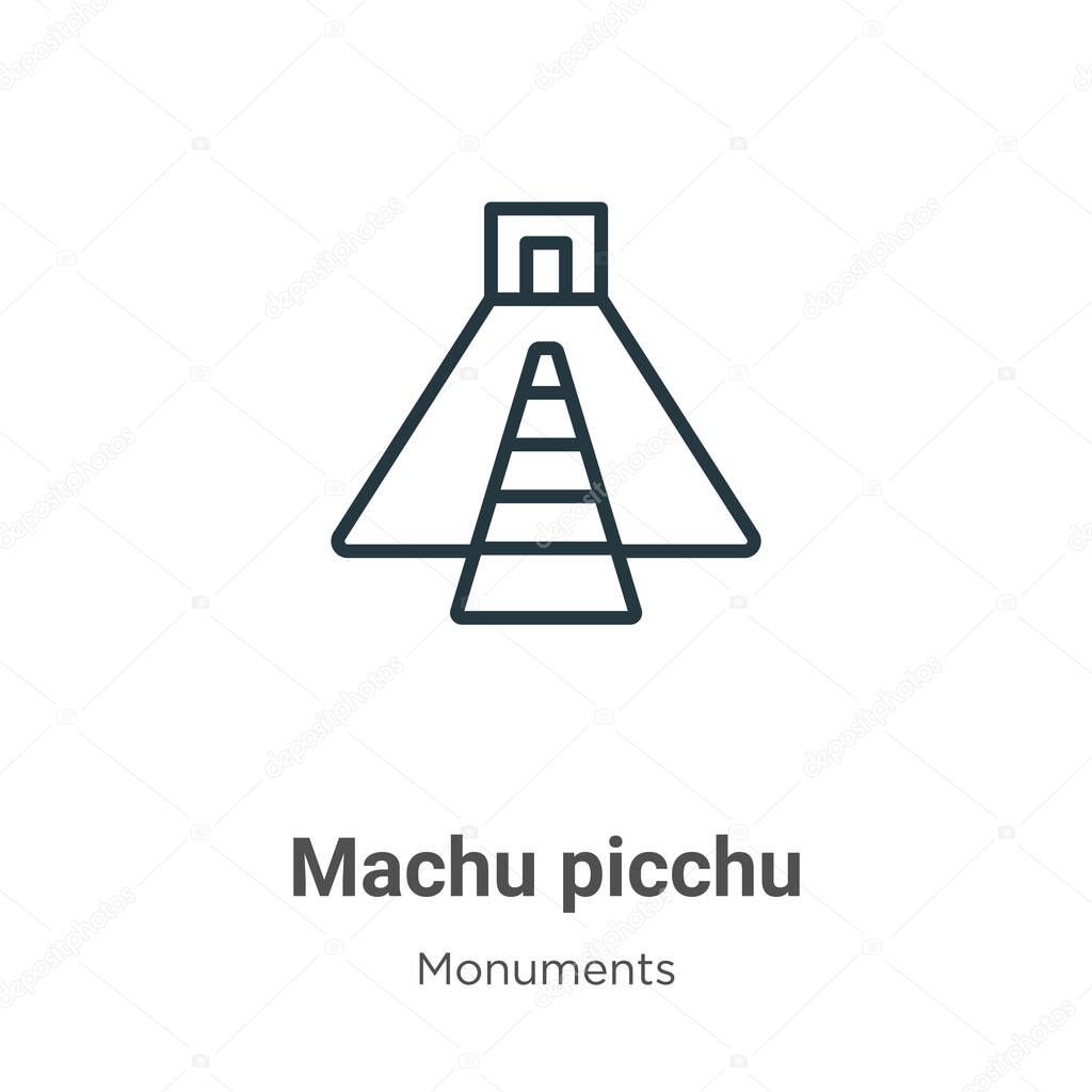 Machu picchu contorno icono de vector. Icono de machu picchu negro de ...