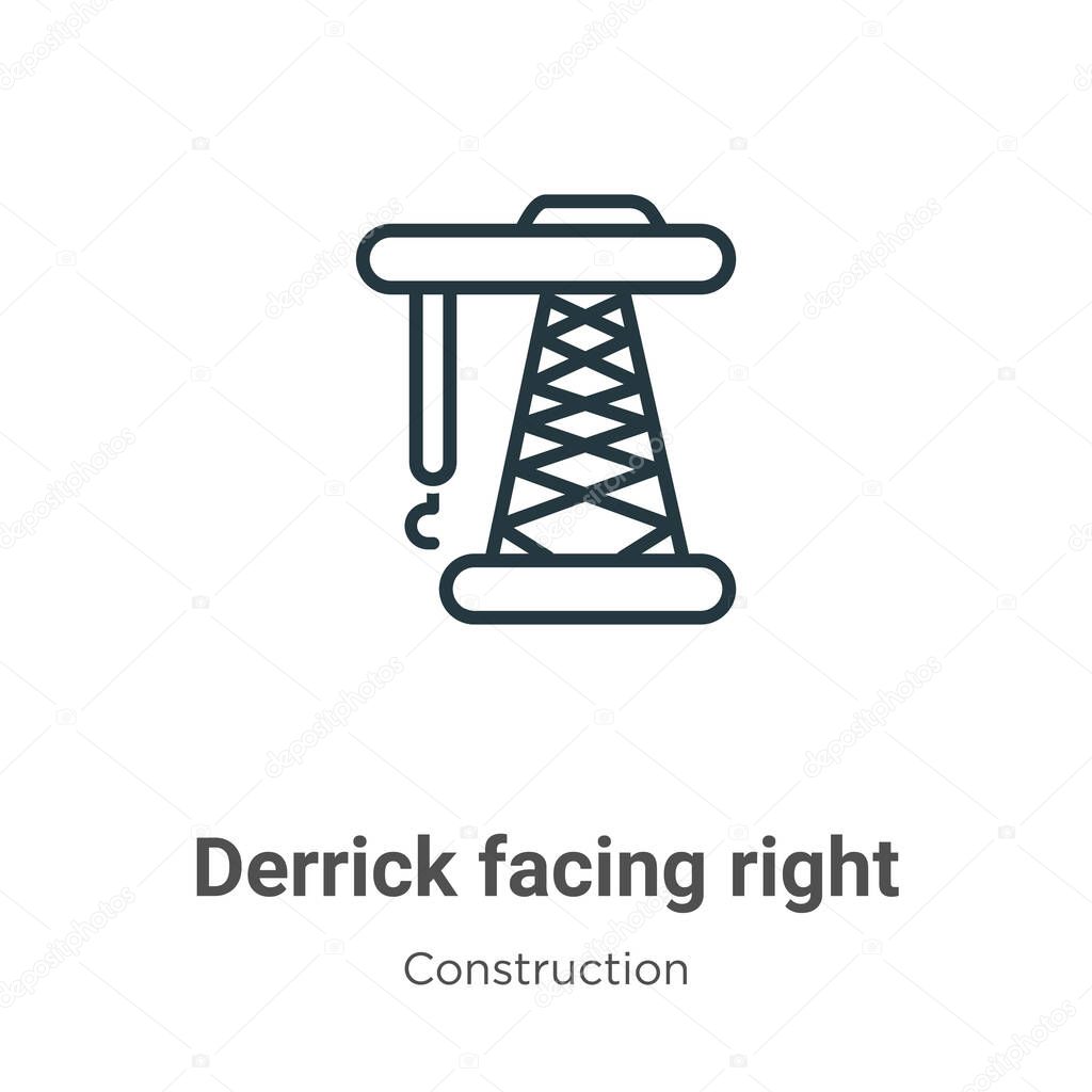 Derrick frente a icono de vector contorno derecho. Línea delgada derrick negro frente icono ...
