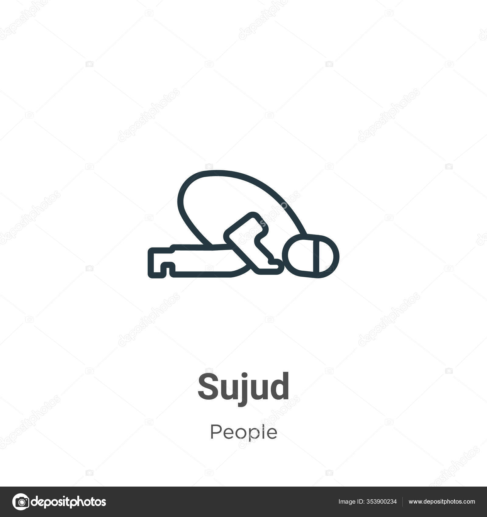 Sujud Outline Vector Icon Thin Line Black Sujud Icon Flat Stock Vector ...