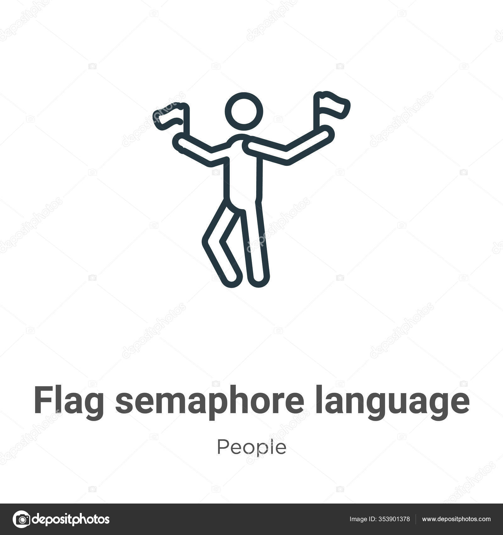 Flag Semaphore Language Outline Vector Icon Thin Line Black Flag Stock Vector Image by ©Digital ...