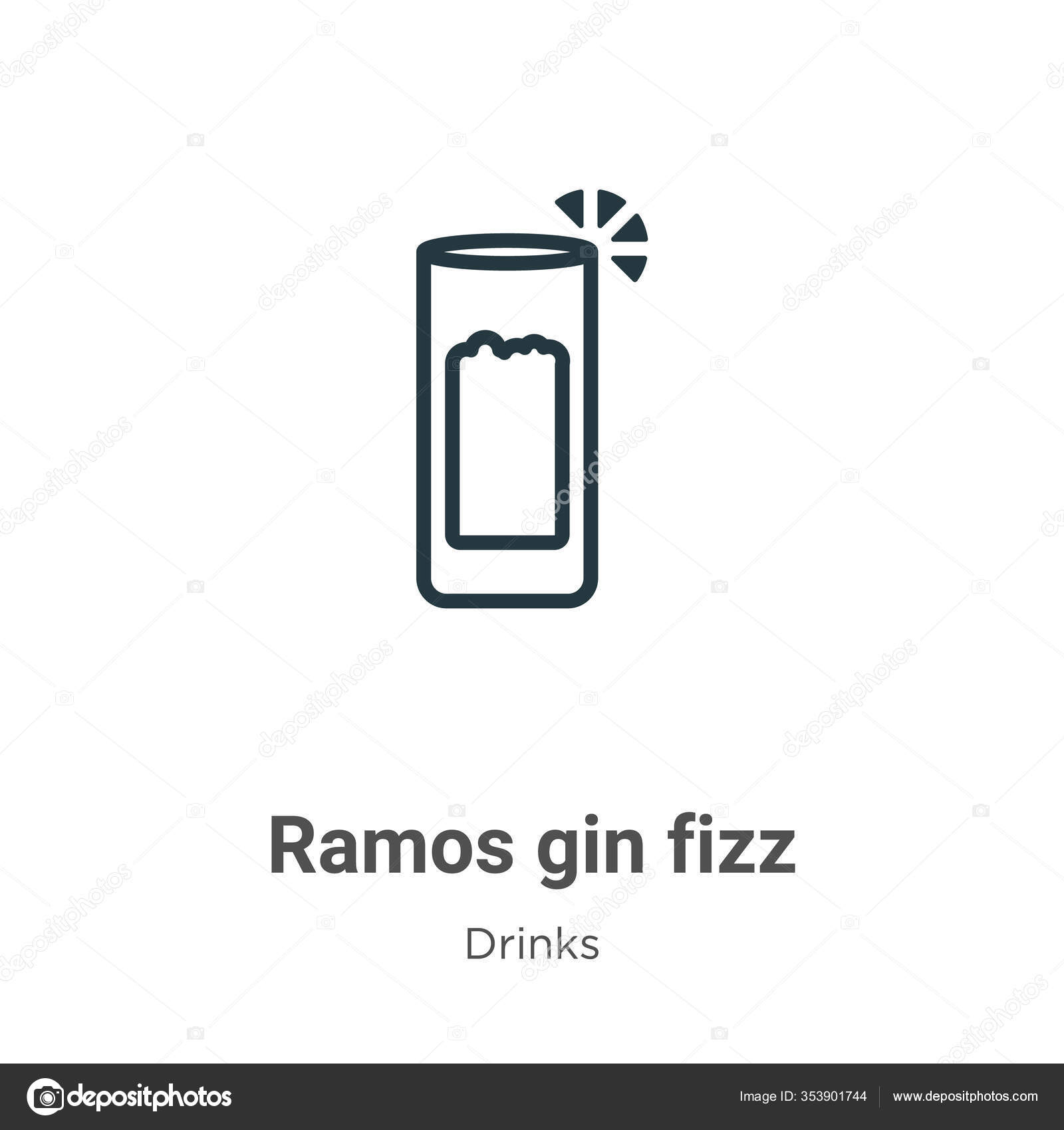 Ramos Gin Fizz Outline Vector Icon Thin Line Black Ramos Stock Vector ...