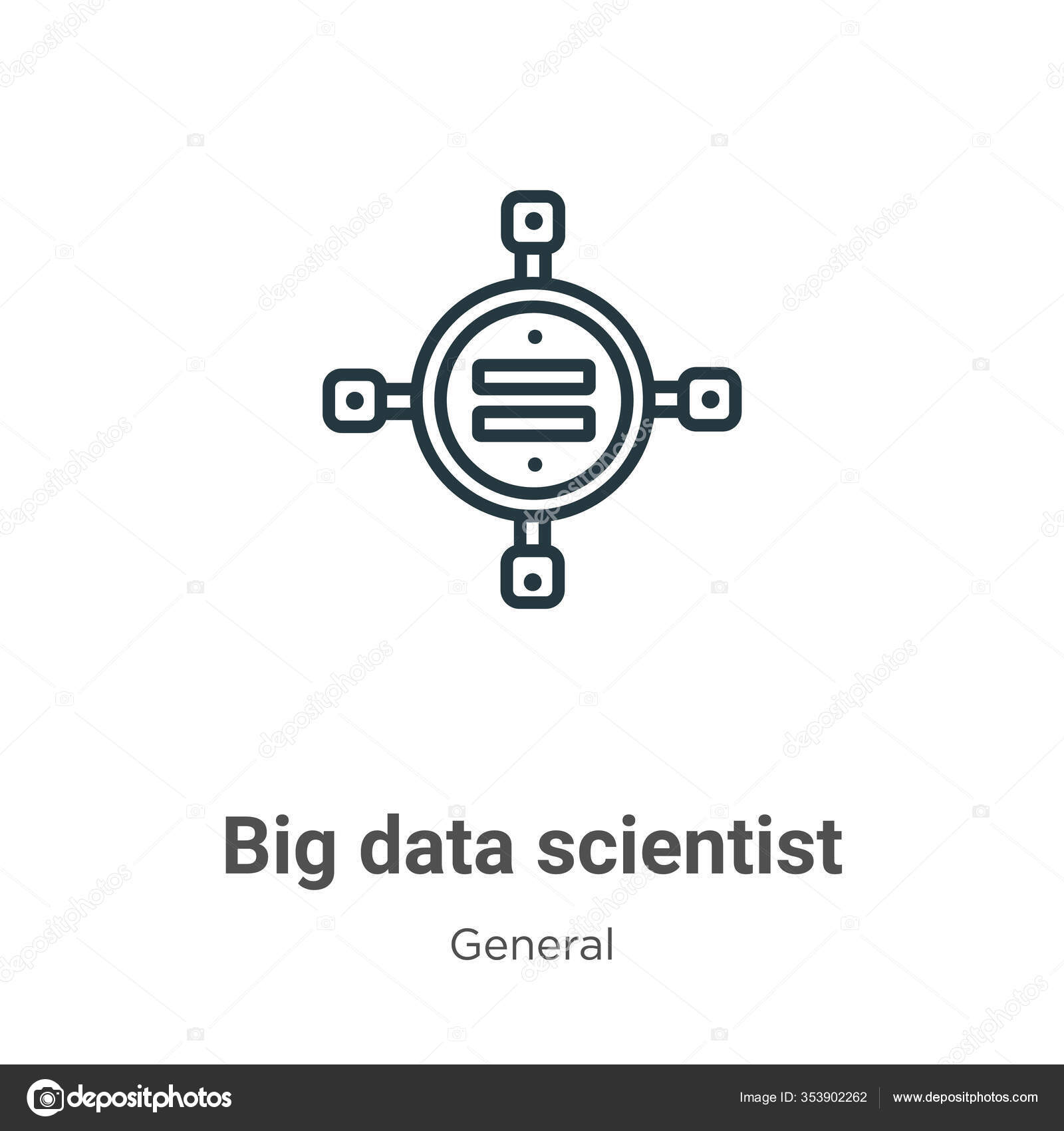 Big Data Scientist Outline Vector Icon Thin Line Black Big Stock Vector ...