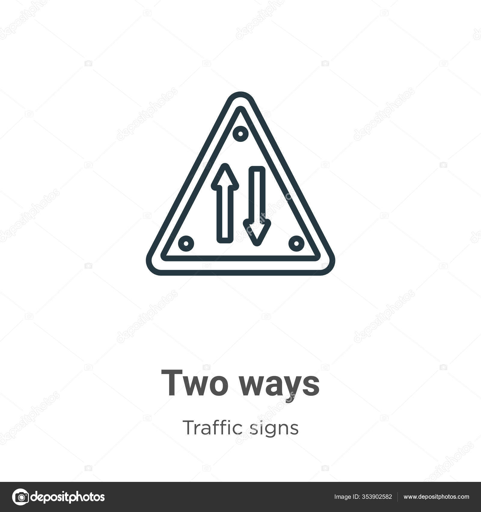 Two Ways Outline Vector Icon Thin Line Black Two Ways Stock Vector ...