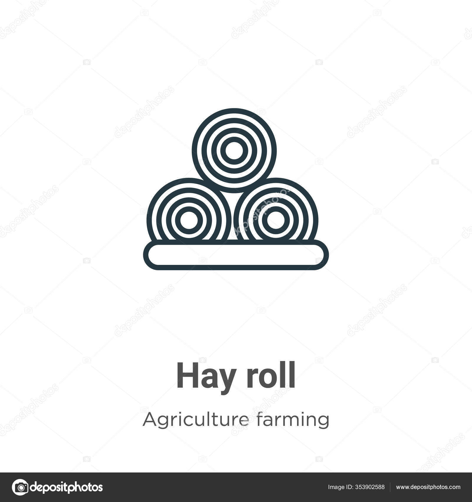 Hay Roll Outline Vector Icon Thin Line Black Hay Roll Stock Vector ...