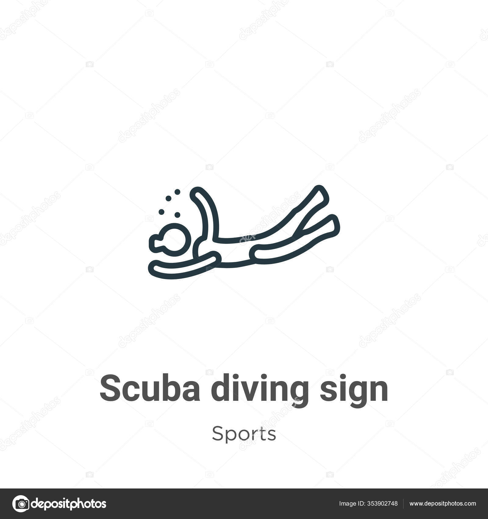 Scuba Diving Sign Outline Vector Icon Thin Line Black Scuba Stock ...