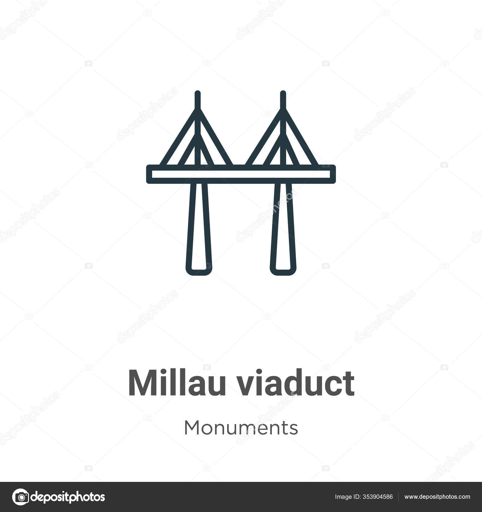 Millau Viaduct Outline Vector Icon Thin Line Black Millau Viaduct Stock ...