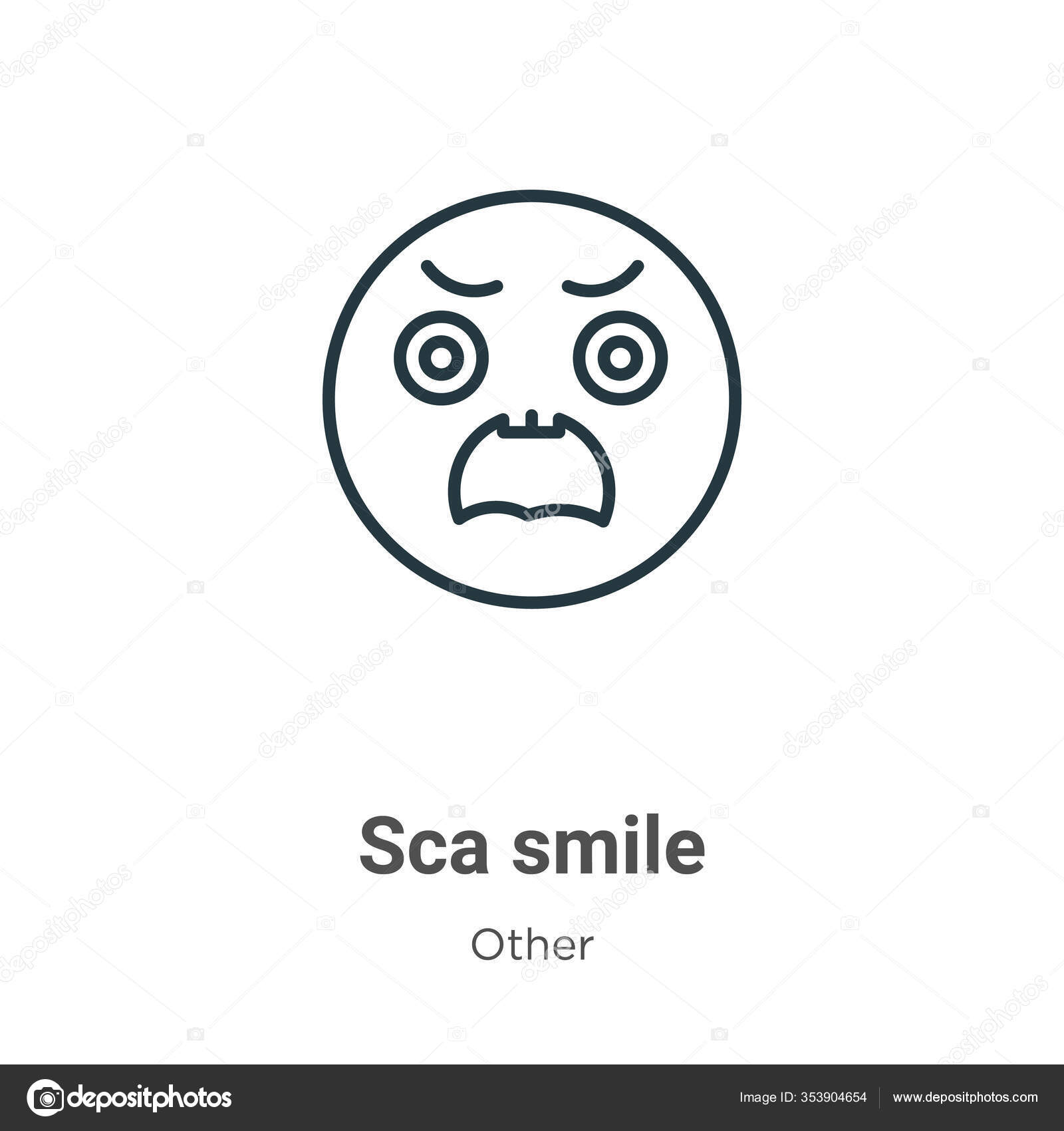 Scared Smile Outline Vector Icon Thin Line Black Scared Smile Stock ...