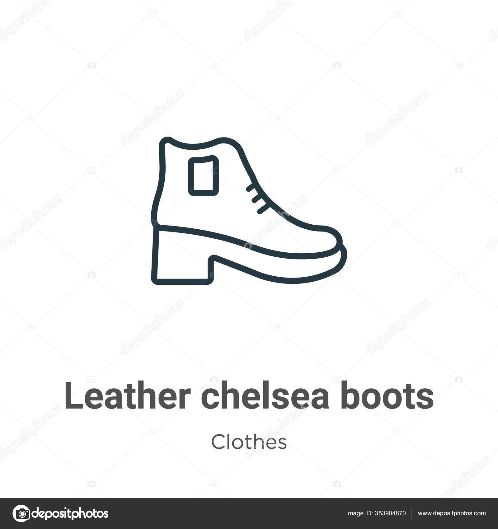 Leather Chelsea Boots Outline Vector Icon Thin Line Black Leather Stock ...