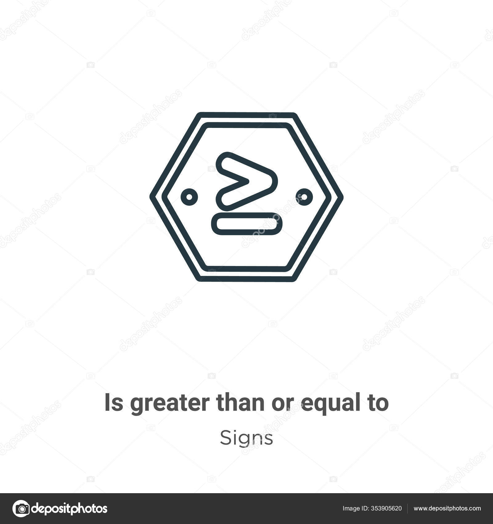 Greater Equal Outline Vector Icon Thin Line Black Greater Equal Stock ...
