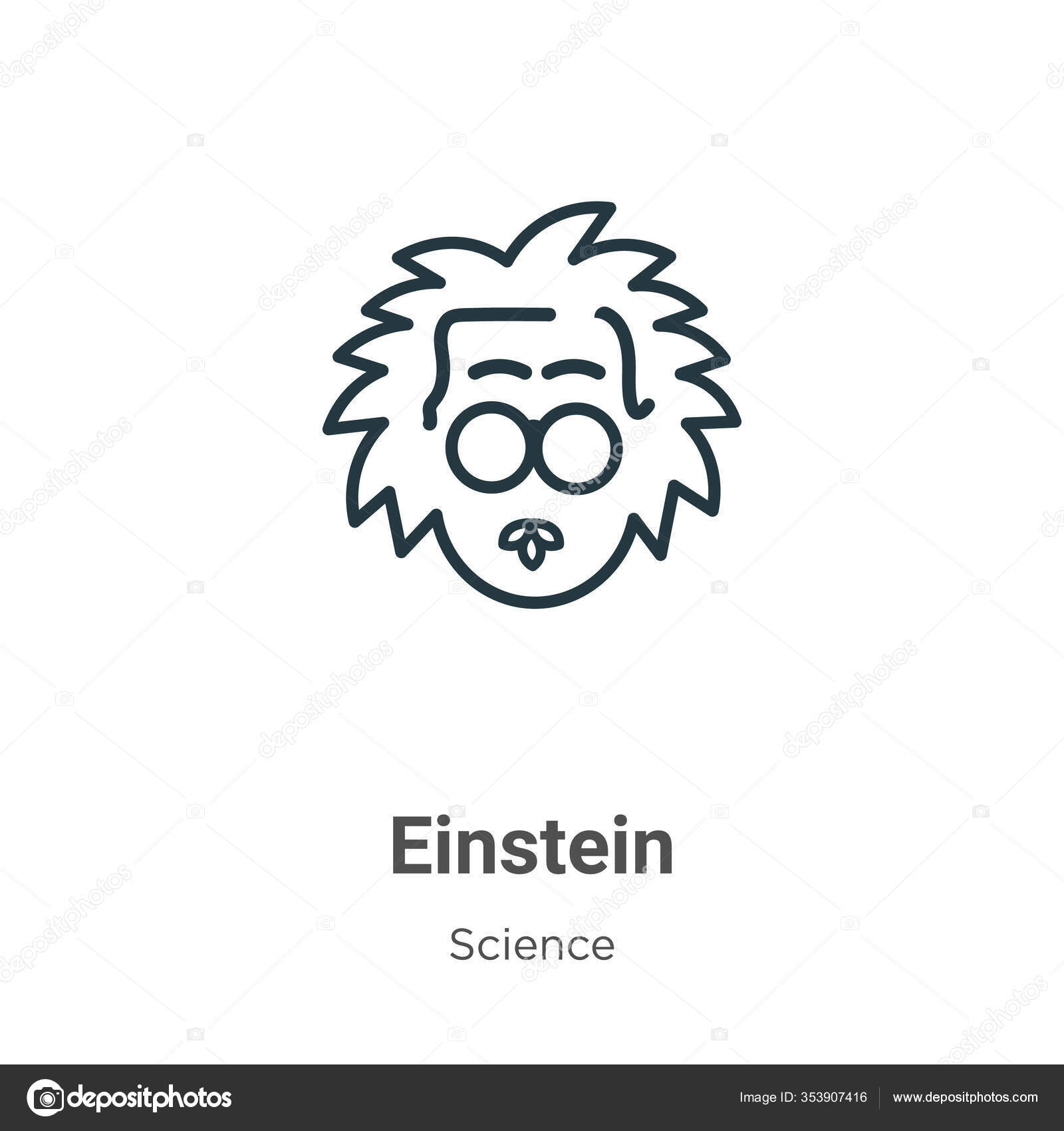Einstein Outline Vector Icon Thin Line Black Einstein Icon Flat Stock ...