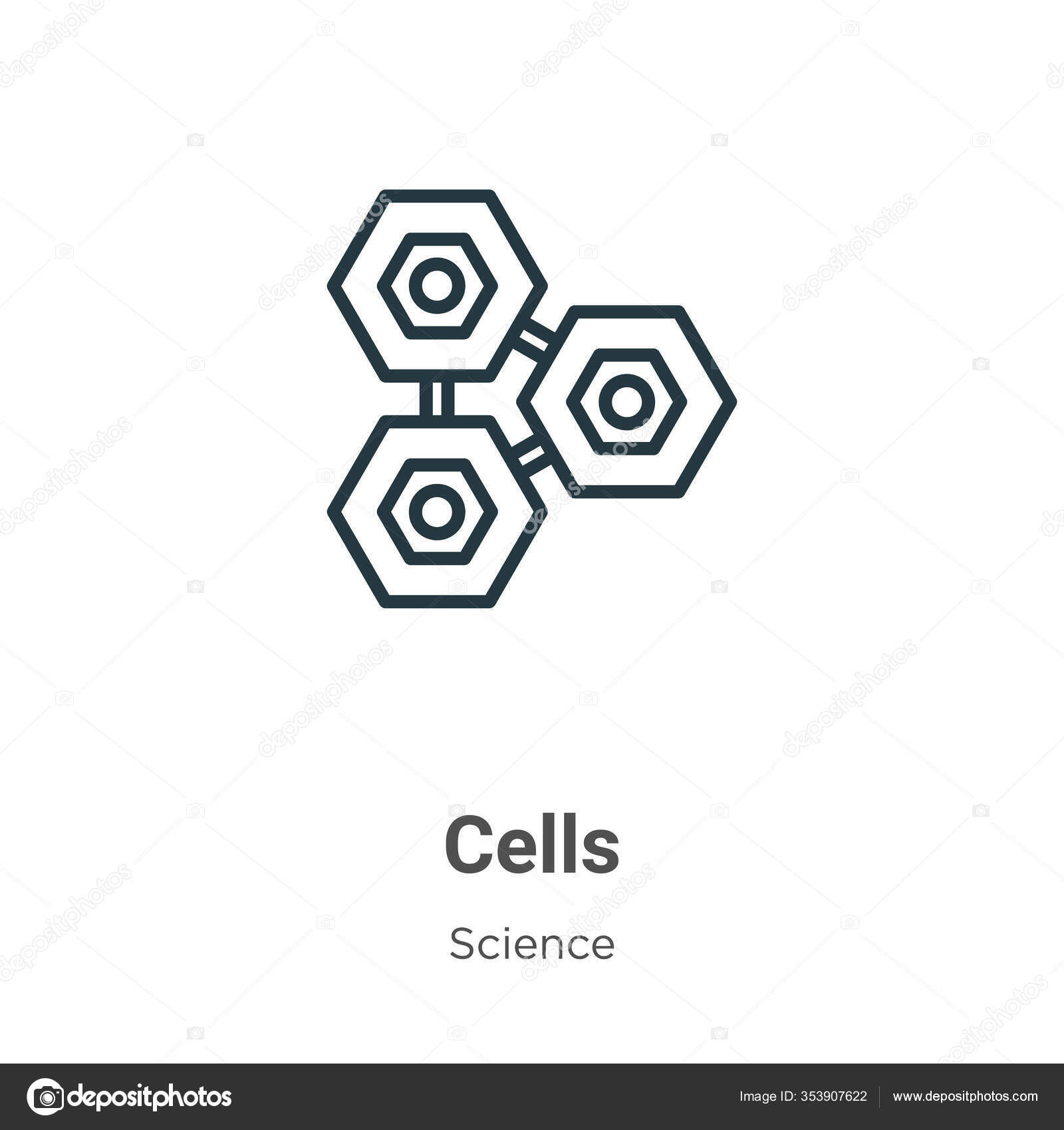 Cells Outline Vector Icon Thin Line Black Cells Icon Flat Stock Vector ...