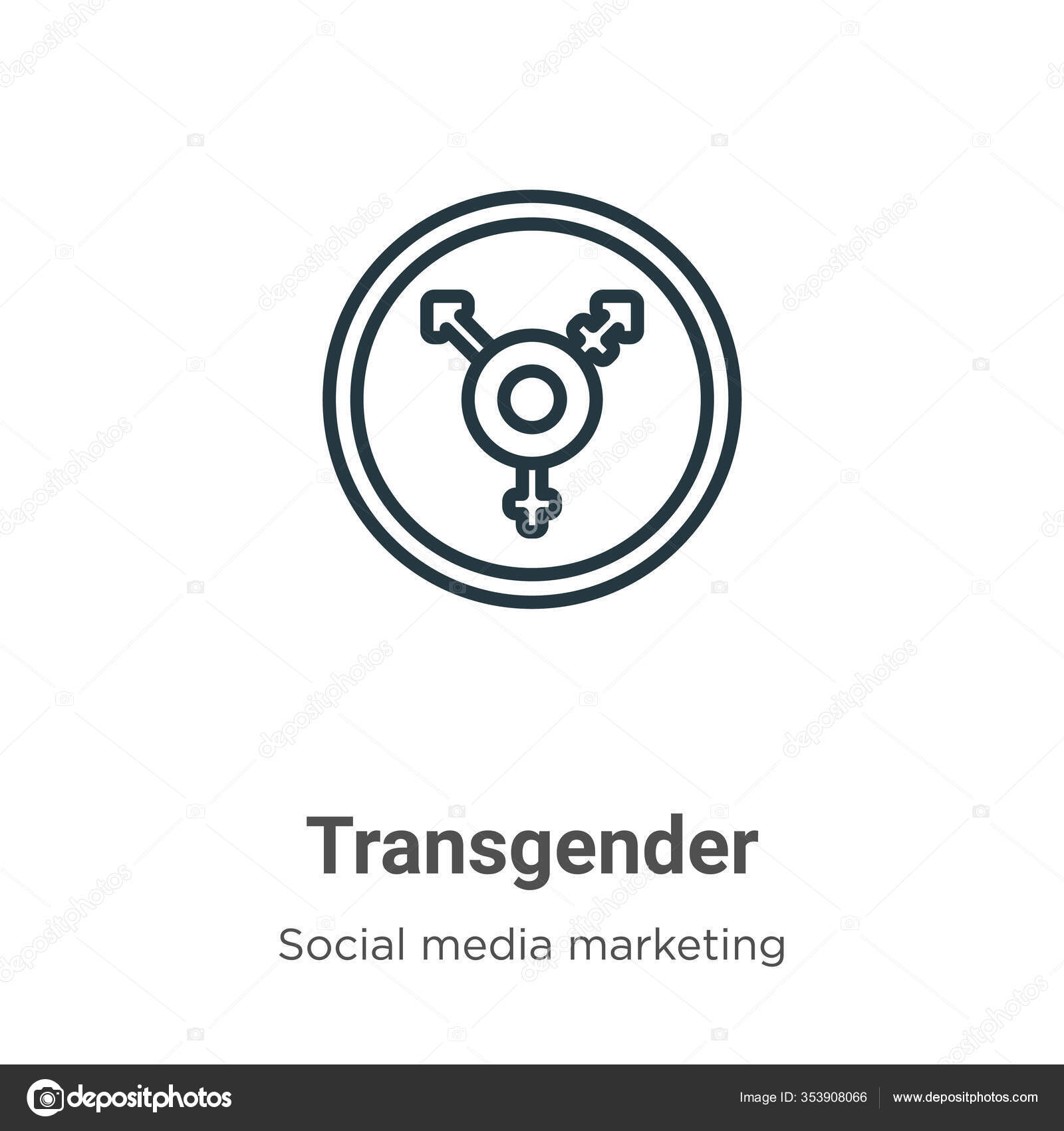 Transgender Symbol Outline Vector Icon Thin Line Black Transgender ...