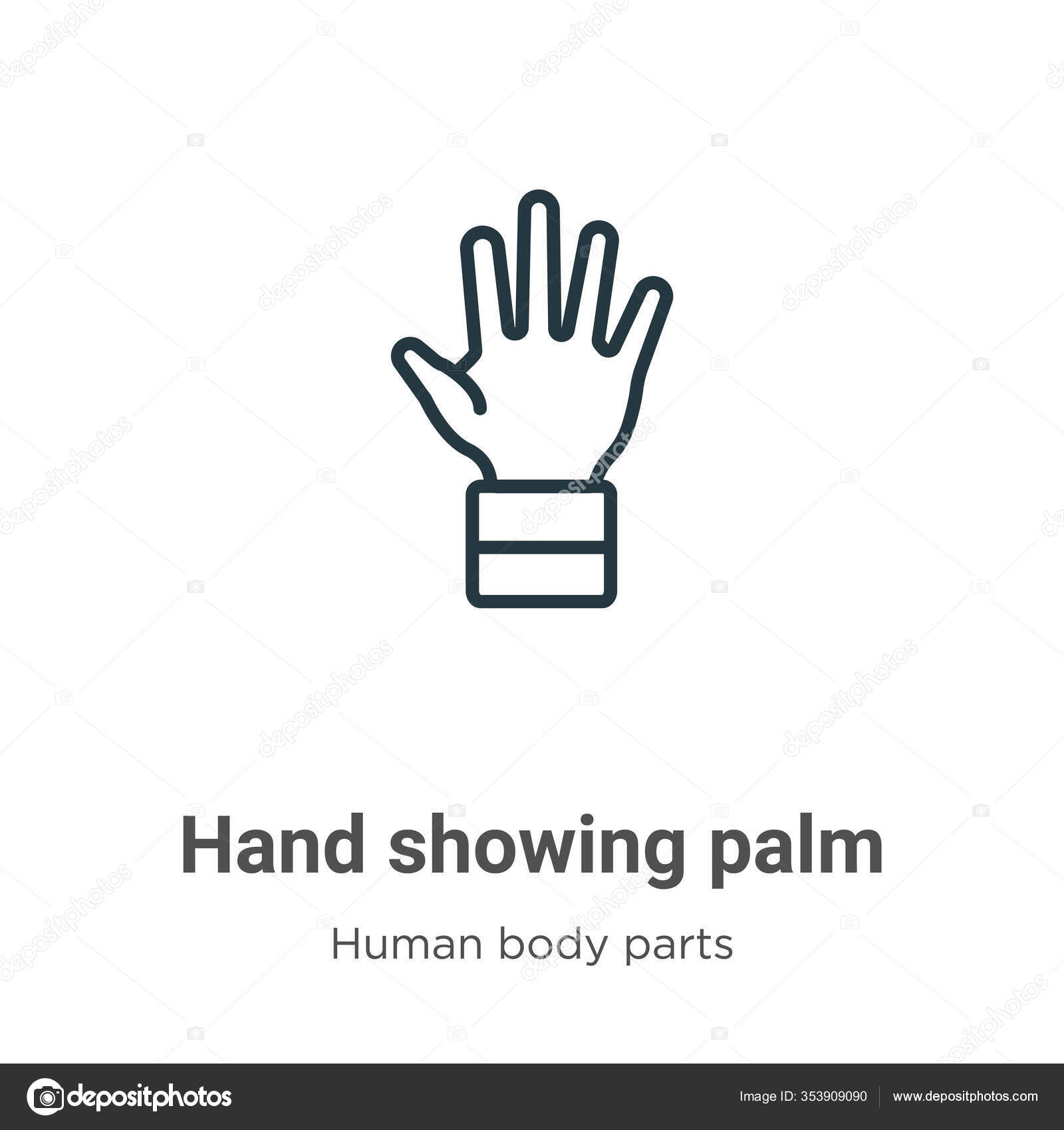 Hand Showing Palm Outline Vector Icon Thin Line Black Hand Stock Vector ...