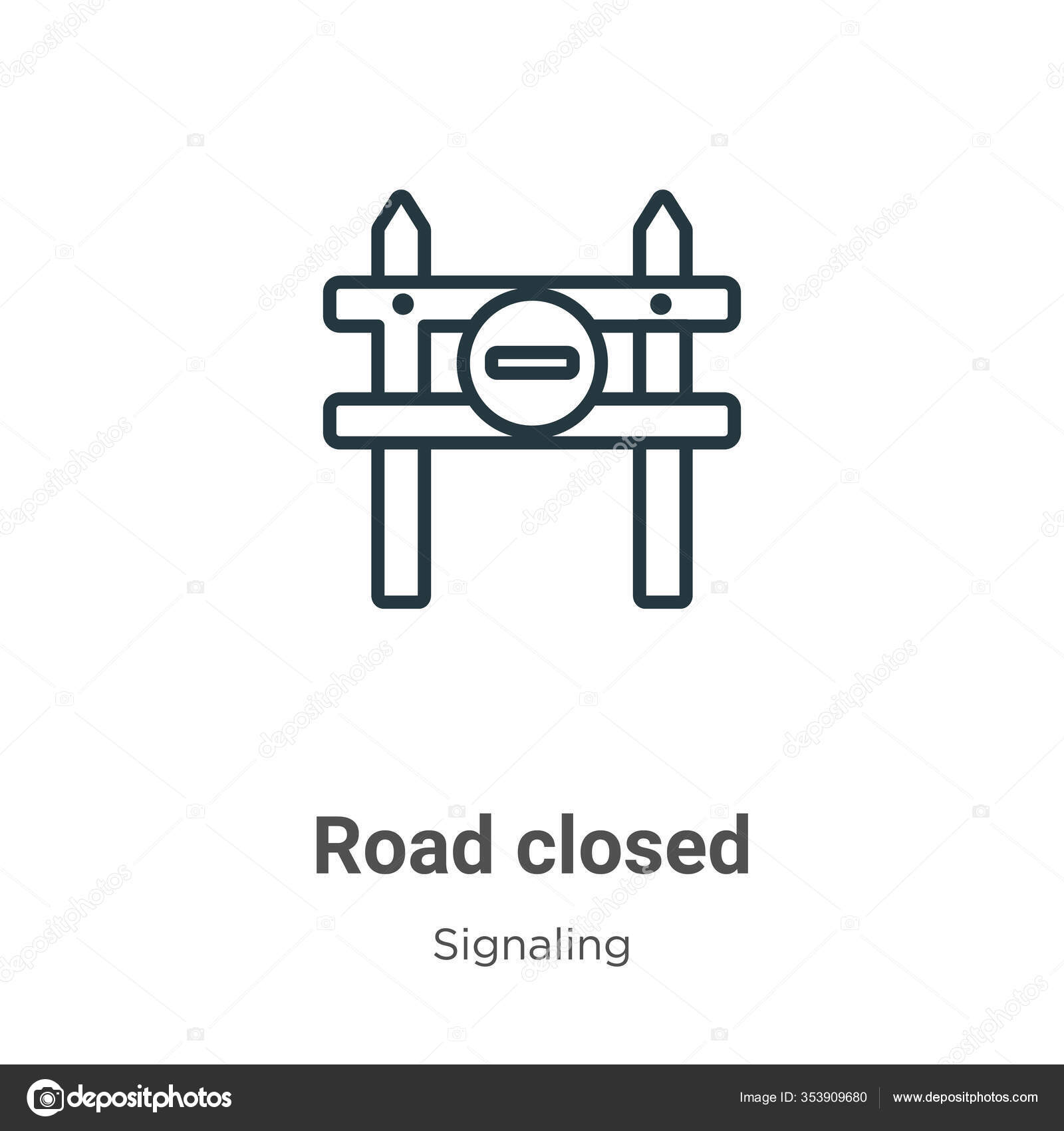 Road Closed Outline Vector Icon Thin Line Black Road Closed Stock ...