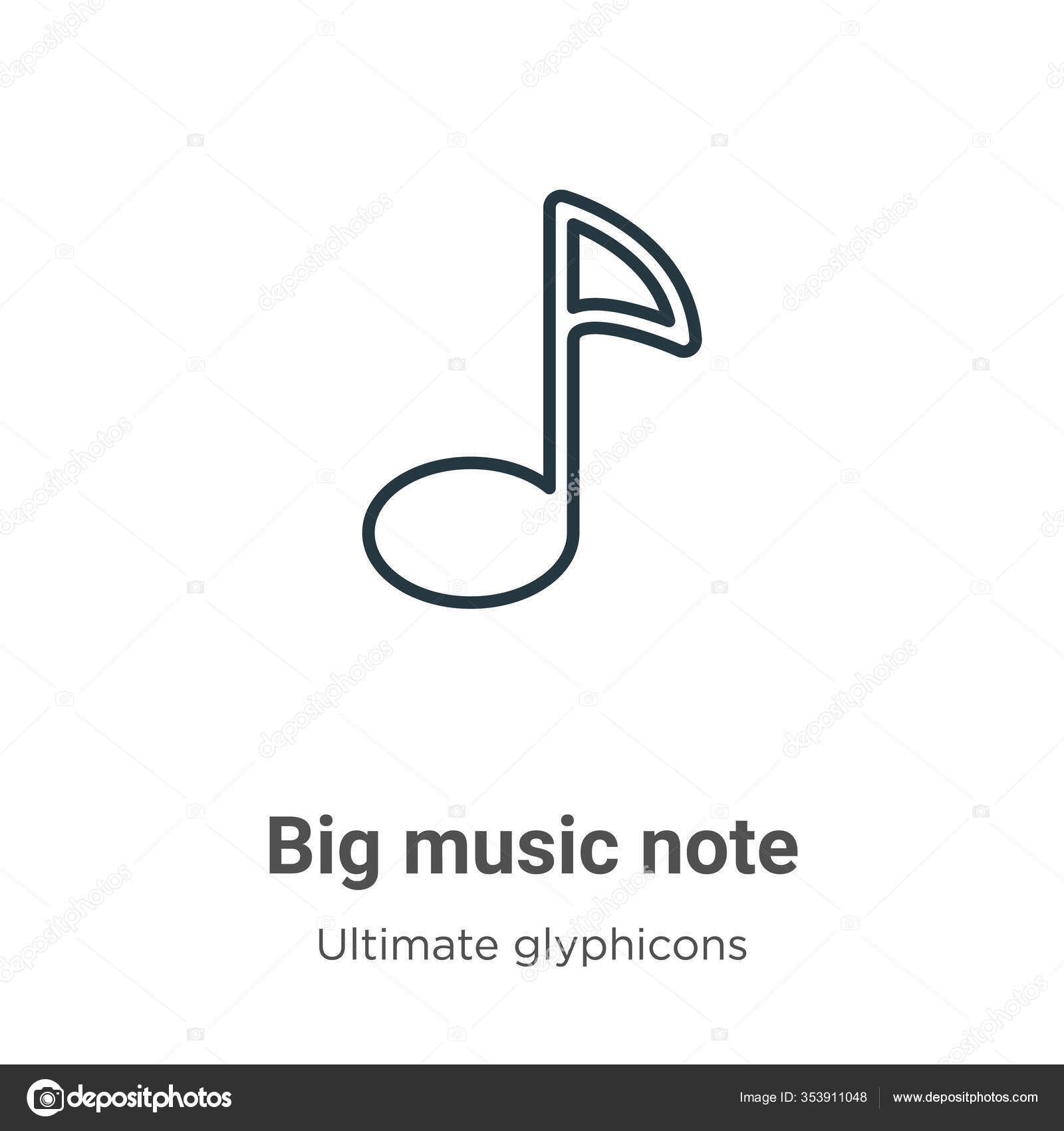 Big Music Note Outline Vector Icon Thin Line Black Big Stock Vector by ...