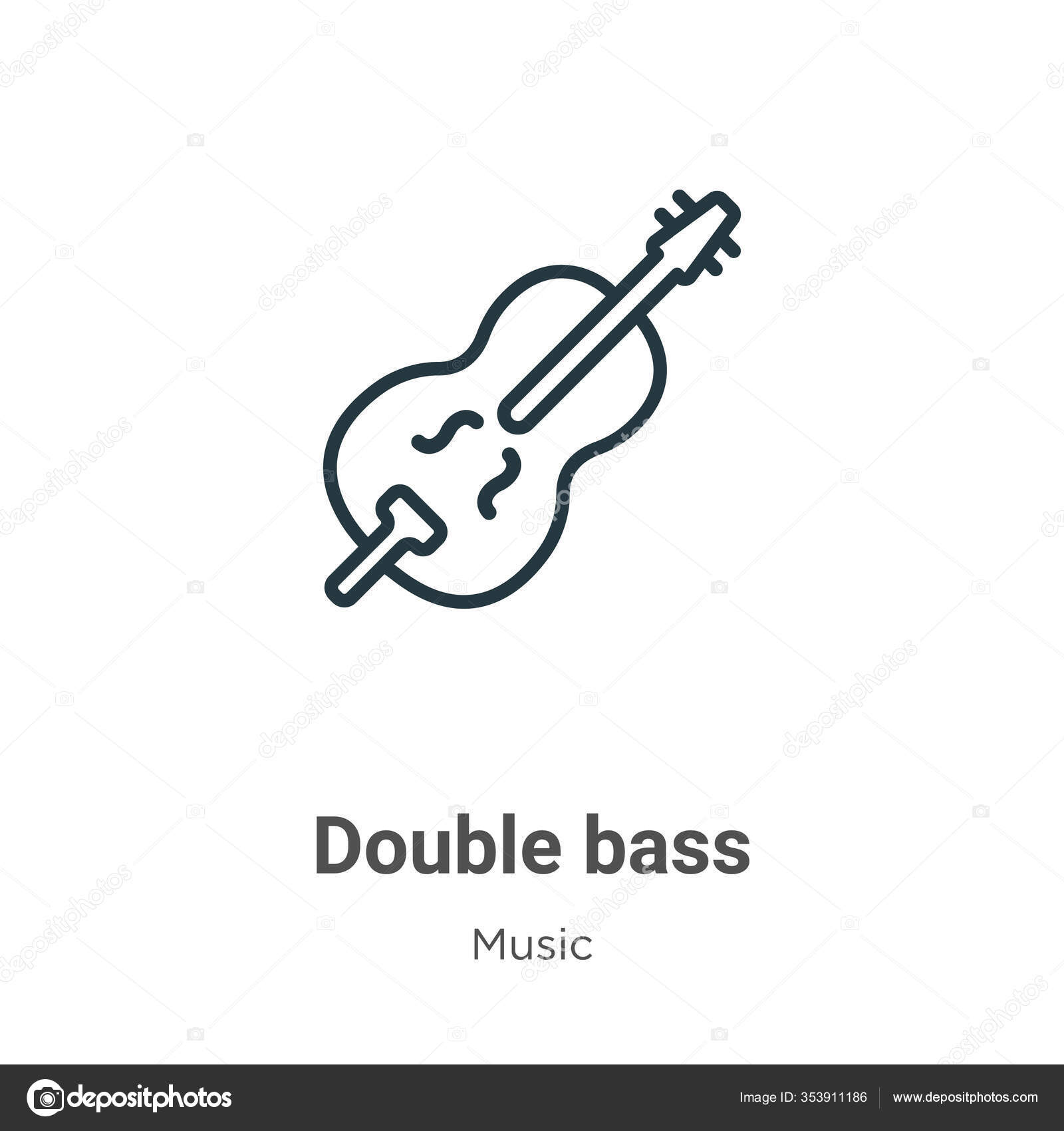 Double Bass Outline Vector Icon Thin Line Black Double Bass Stock ...