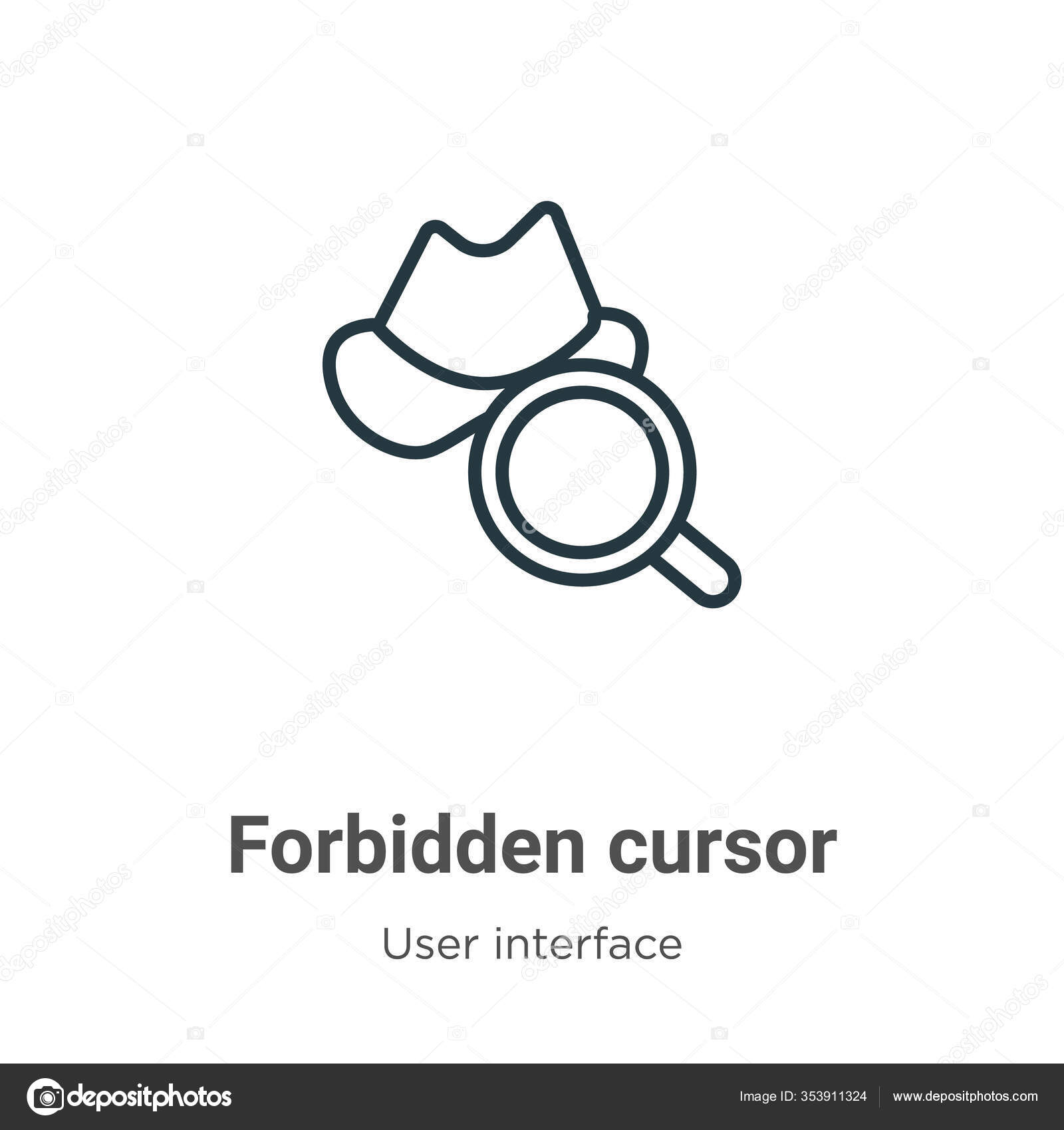 Forbidden Cursor Outline Vector Icon Thin Line Black Forbidden Cursor Stock Vector Image by ...