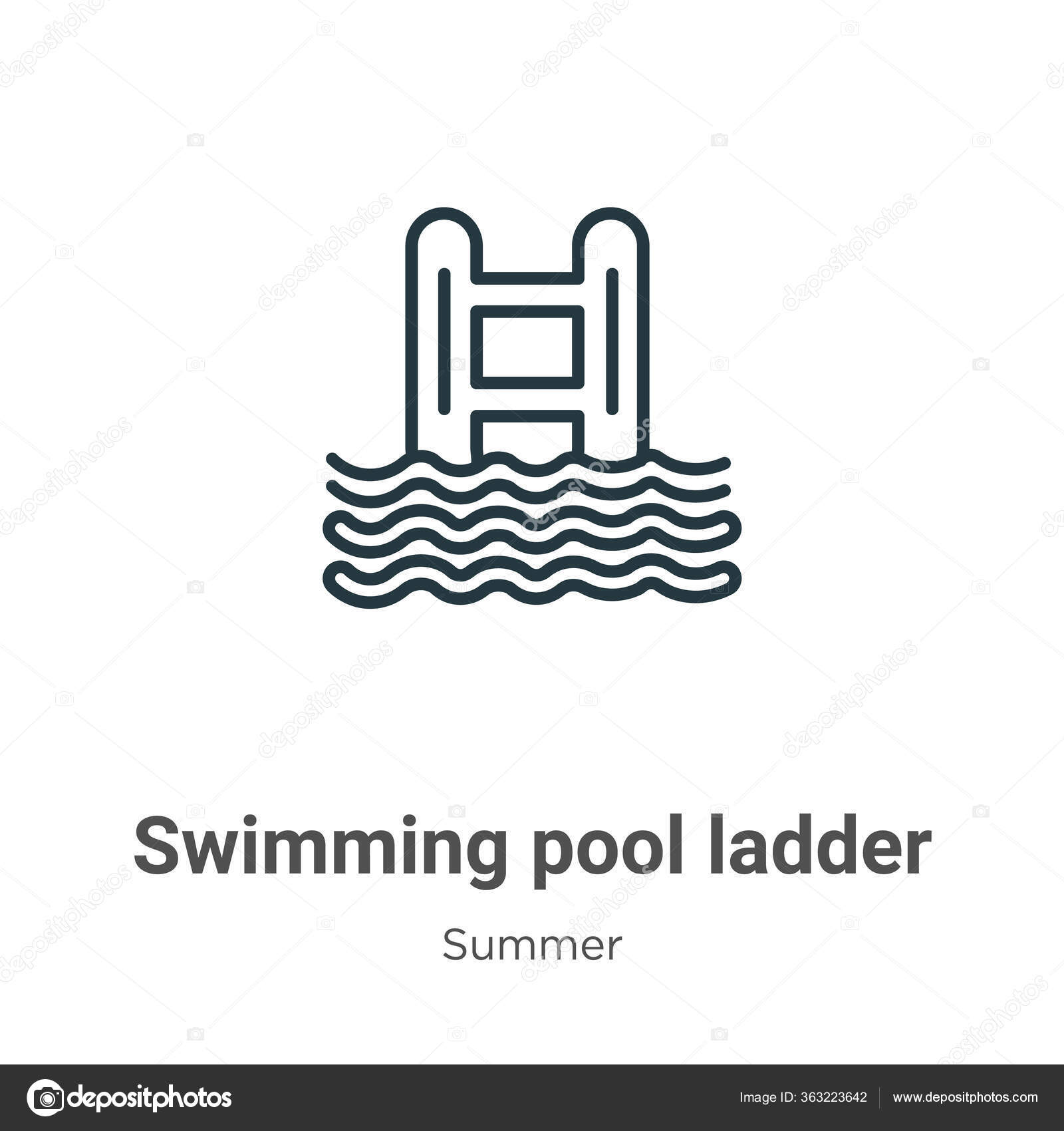 Swimming Pool Ladder Outline Vector Icon Thin Line Black Swimming Stock ...