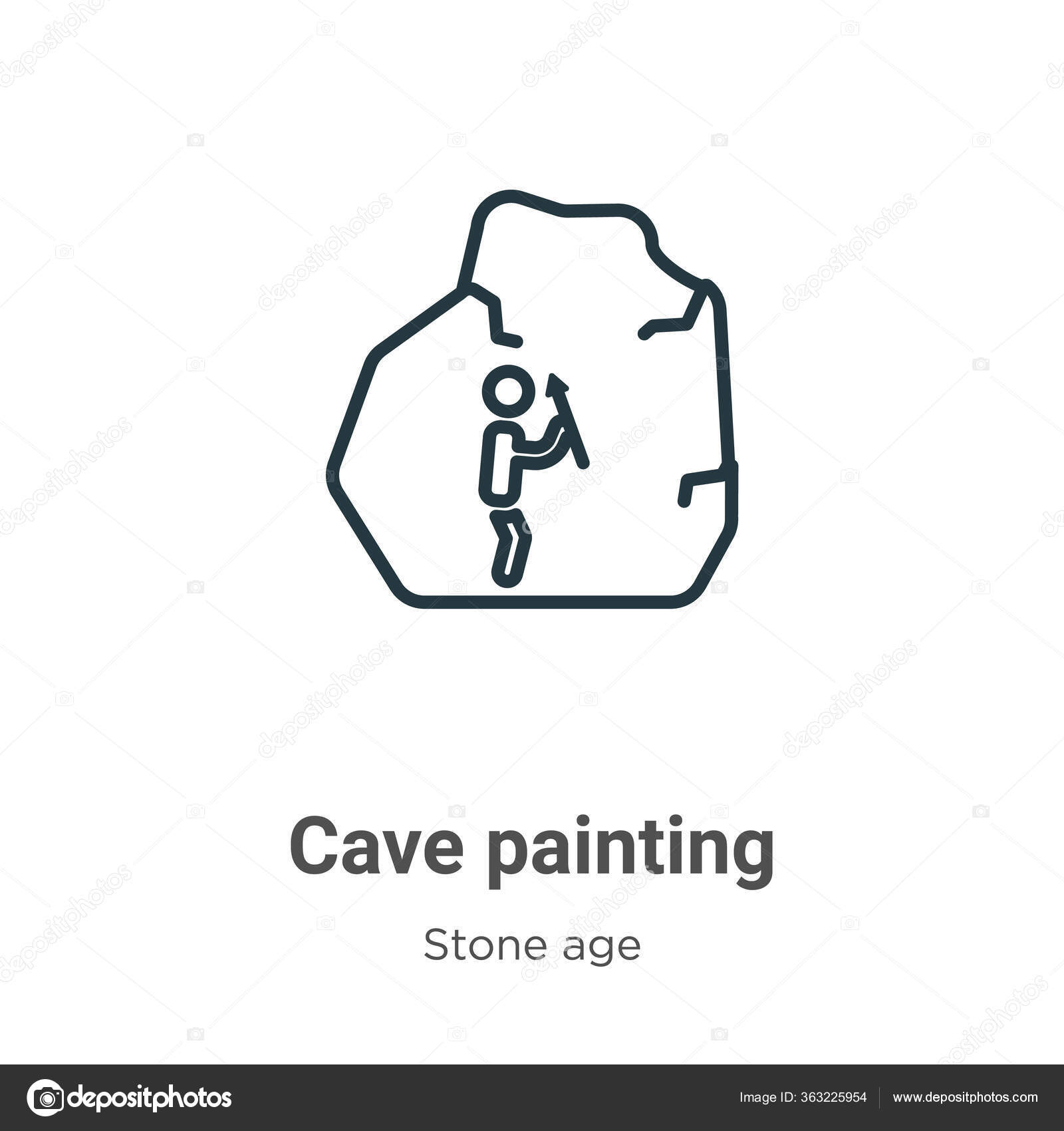 Cave Painting Outline Vector Icon Thin Line Black Cave Painting Stock ...