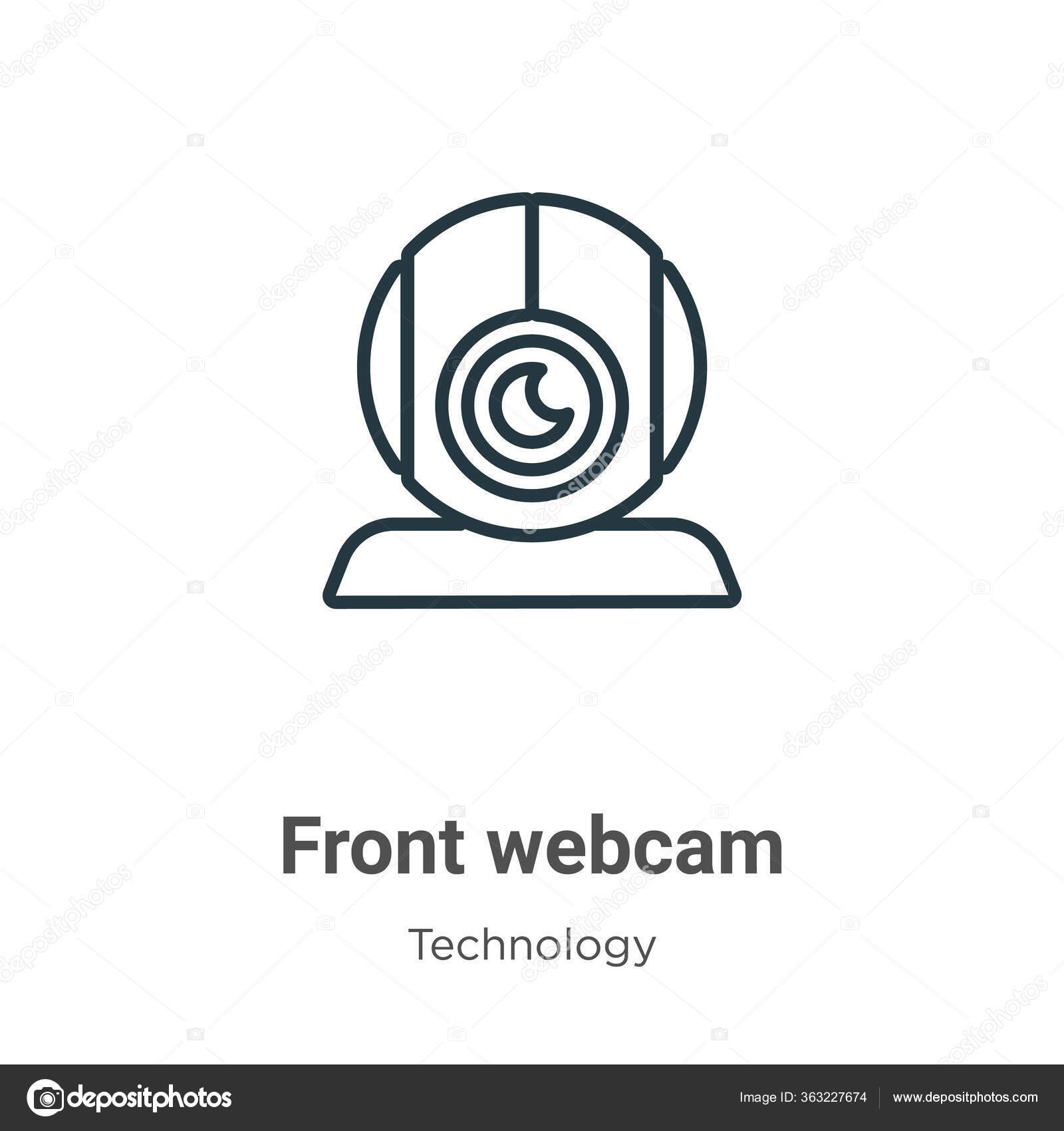 Front Webcam Outline Vector Icon Thin Line Black Front Webcam Stock ...