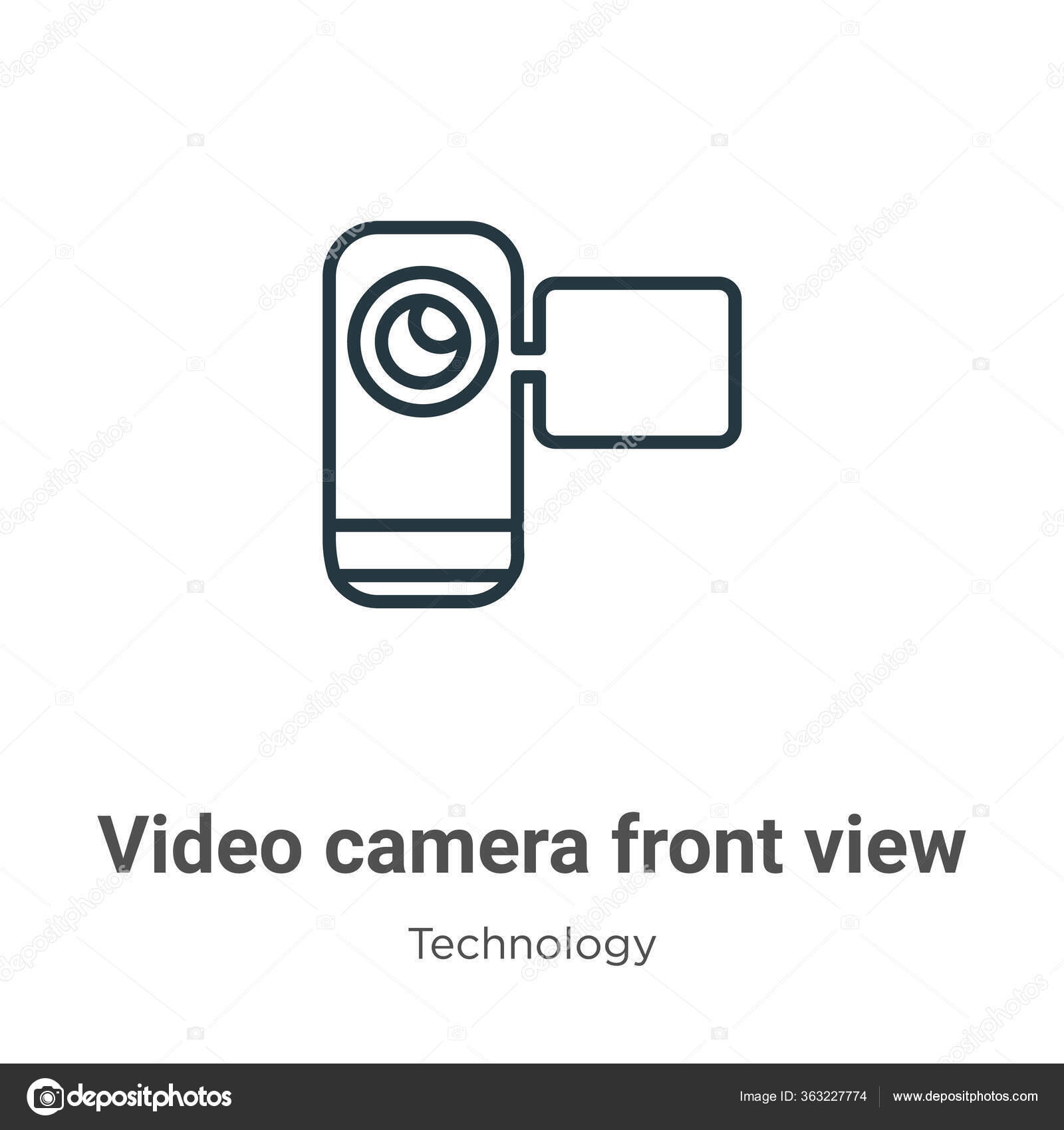 Video Camera Front View Outline Vector Icon Thin Line Black Stock ...