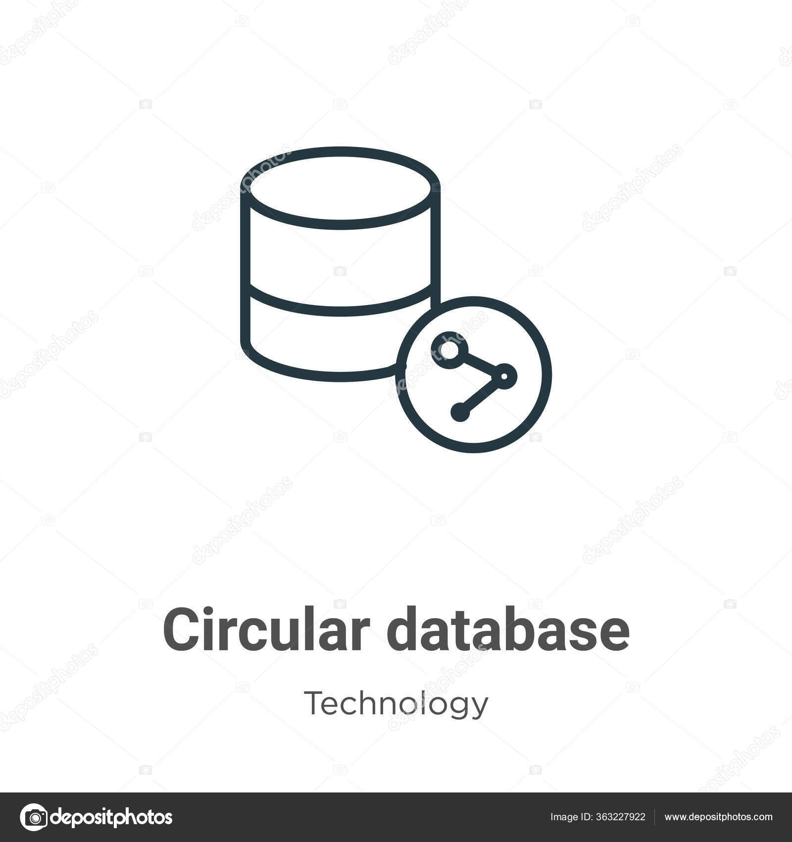 Circular Database Outline Vector Icon Thin Line Black Circular Database ...