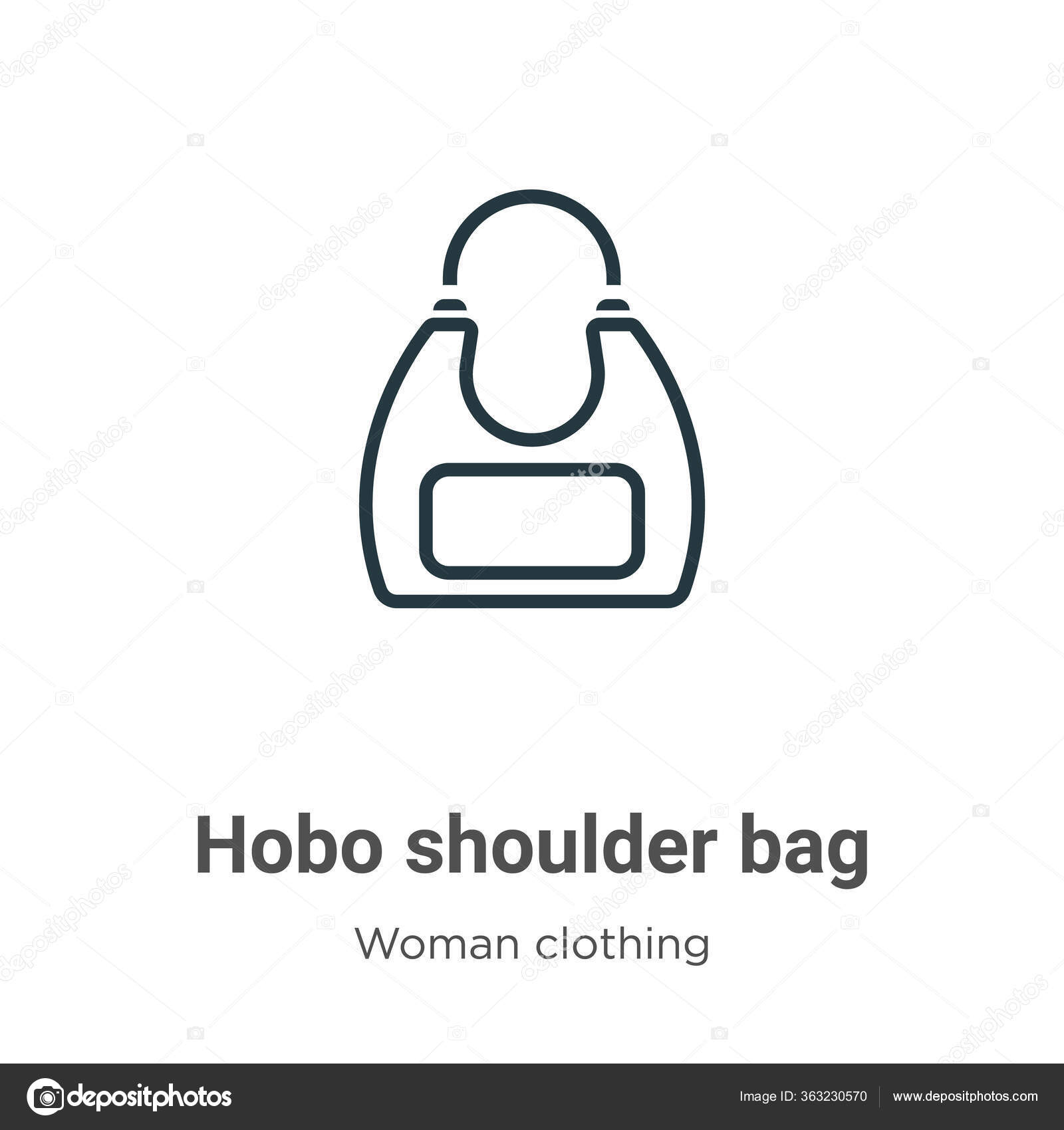Hobo Shoulder Bag Outline Vector Icon Thin Line Black Hobo Stock Vector ...