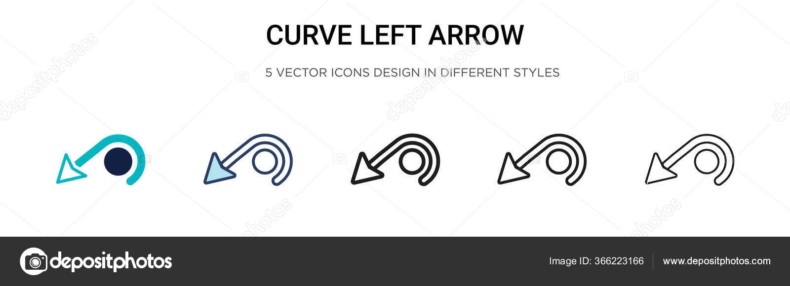 Curve Left Arrow Icon Filled Thin Line Outline Stroke Style Stock ...
