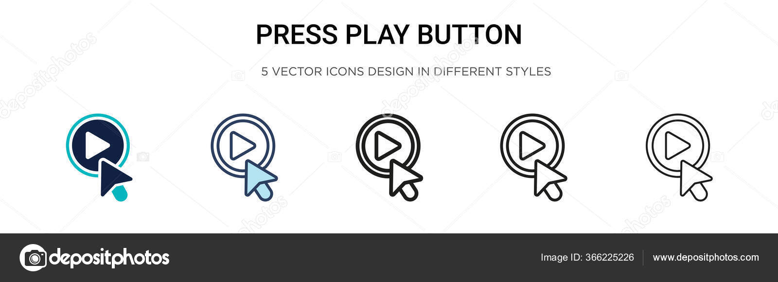 Press Play Button Icon Filled Thin Line Outline Stroke Style Stock ...