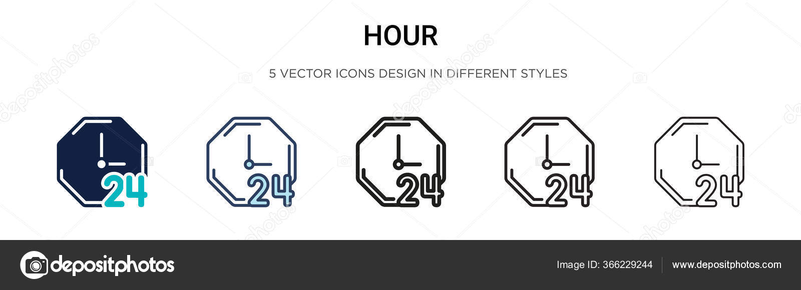 Hour Icon Filled Thin Line Outline Stroke Style Vector Illustration ...