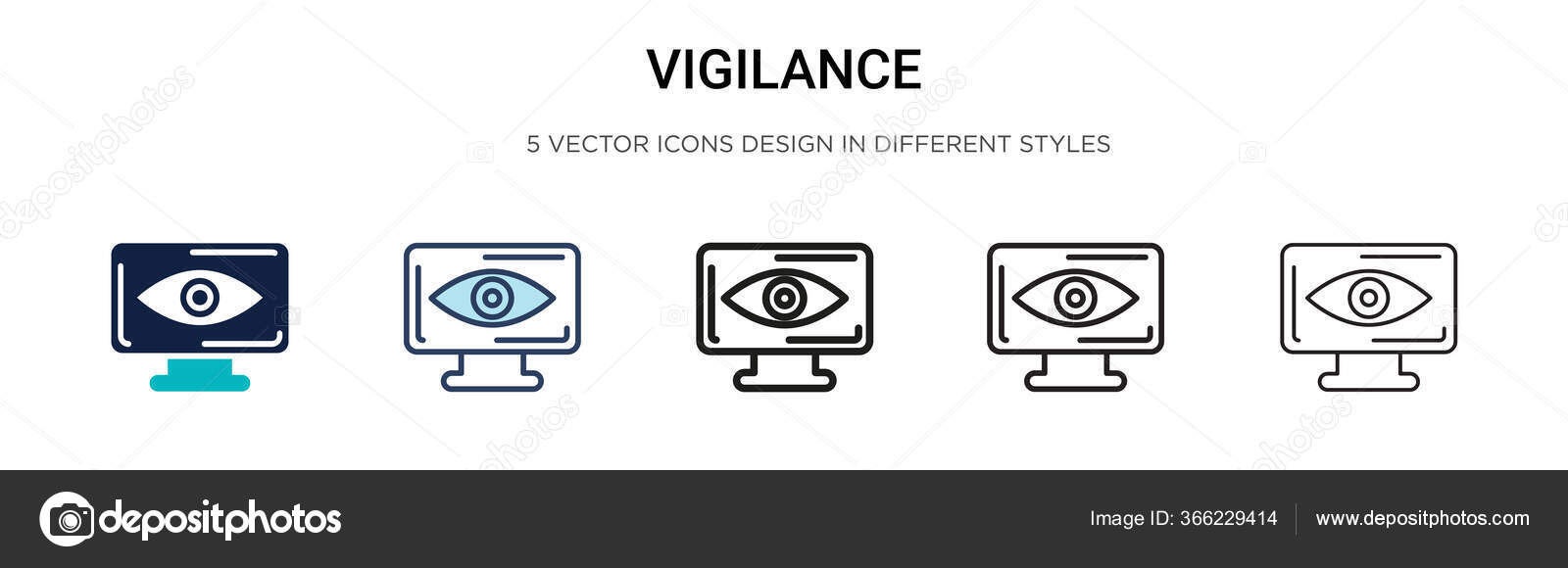 Vigilance Icon Filled Thin Line Outline Stroke Style Vector ...