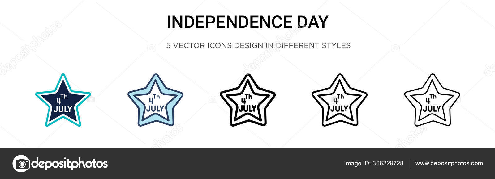 Independence Day Icon Filled Thin Line Outline Stroke Style Vector ...