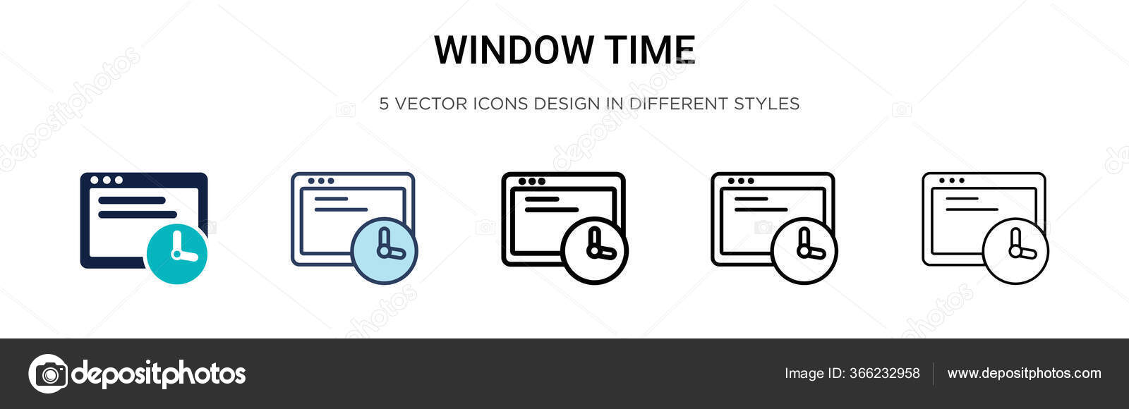 Window Time Icon Filled Thin Line Outline Stroke Style Vector Stock ...
