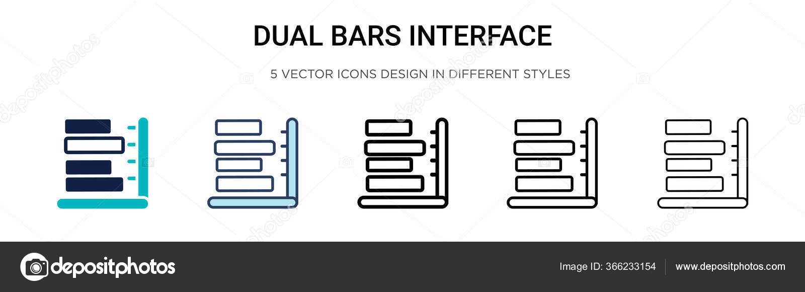 Dual Bars Interface Icon Filled Thin Line Outline Stroke Style Stock Vector Image by ©Digital ...
