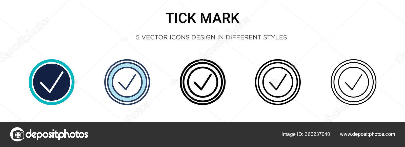 Tick Mark Icon Filled Thin Line Outline Stroke Style Vector Stock ...