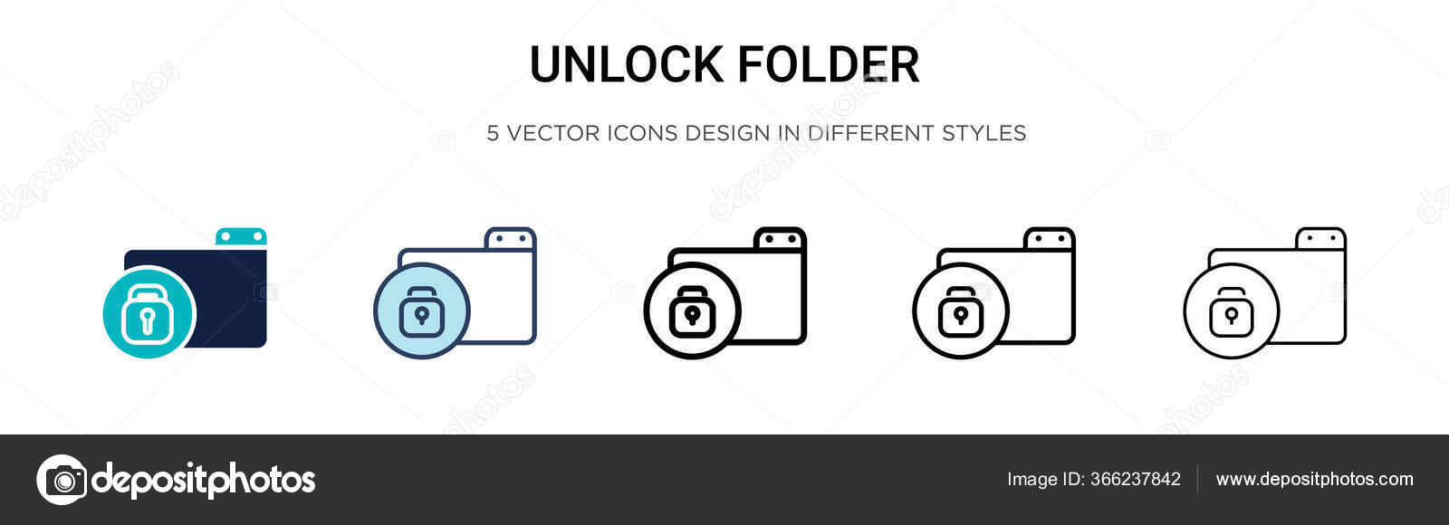 Unlock Folder Icon Filled Thin Line Outline Stroke Style Vector Stock ...