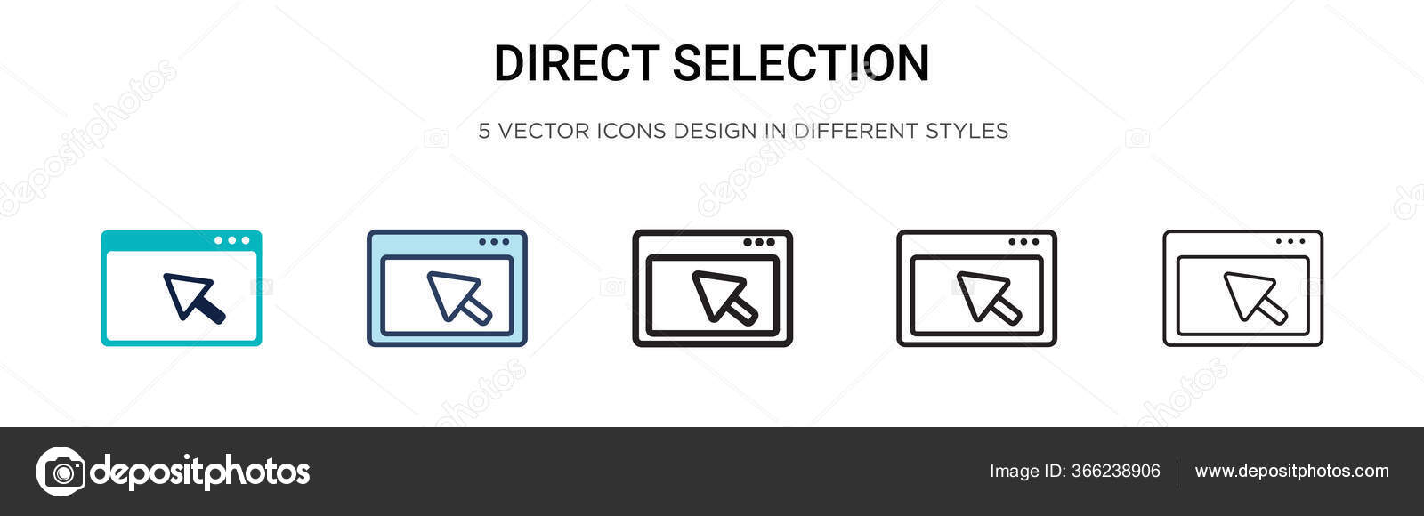 Direct Selection Icon Filled Thin Line Outline Stroke Style Vector Stock Vector Image by ...