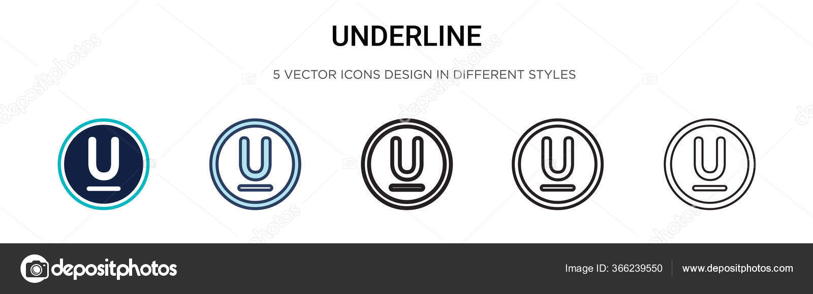 Underline Icon Filled Thin Line Outline Stroke Style Vector ...