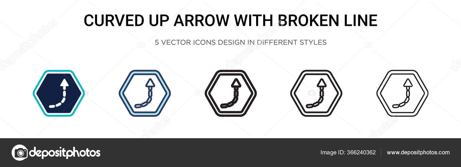 Curved Arrow Broken Line Icon Filled Thin Line Outline Stroke Stock Vector Image by ©Digital ...