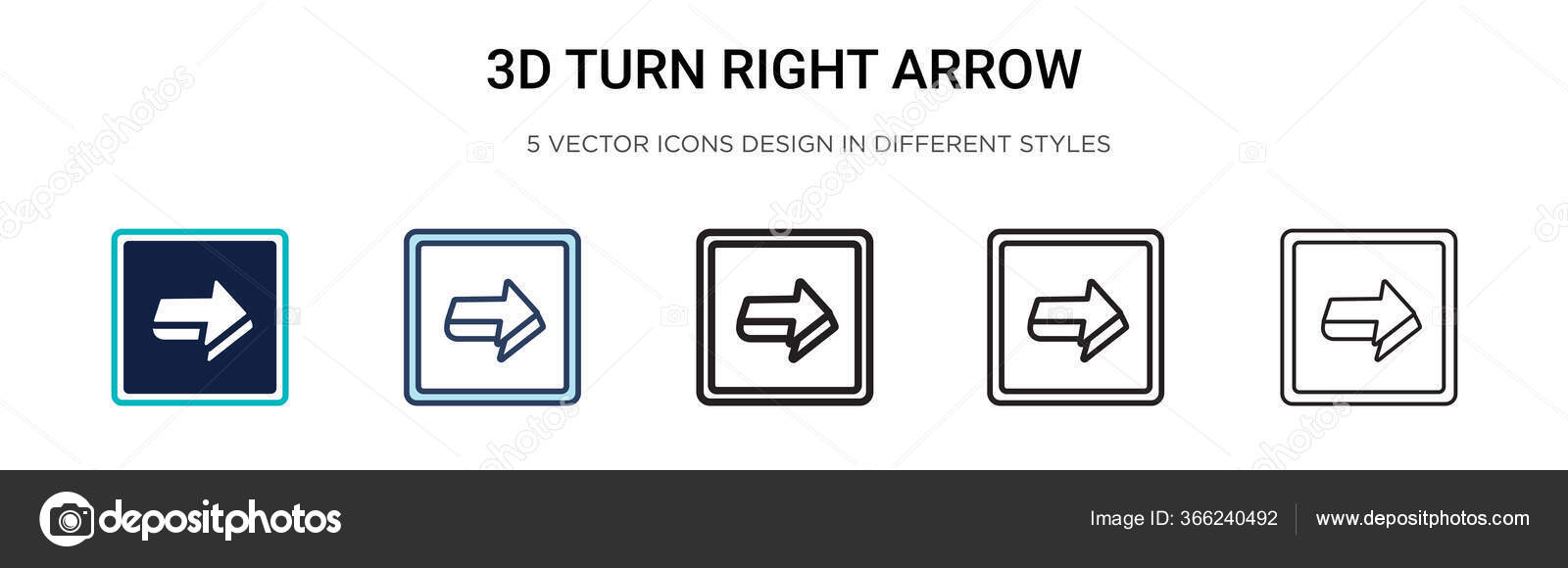 Turn Right Arrow Icon Filled Thin Line Outline Stroke Style Stock ...