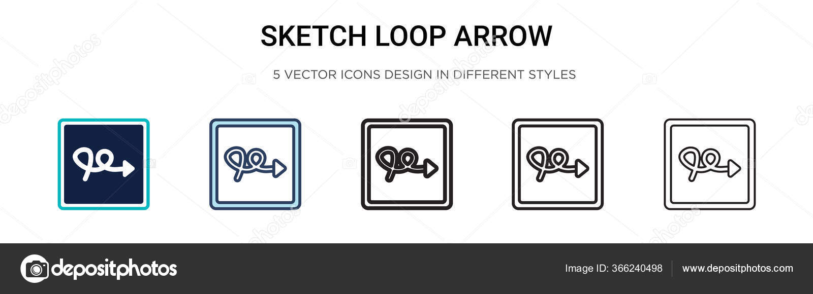 Sketch Loop Arrow Icon Filled Thin Line Outline Stroke Style Stock ...